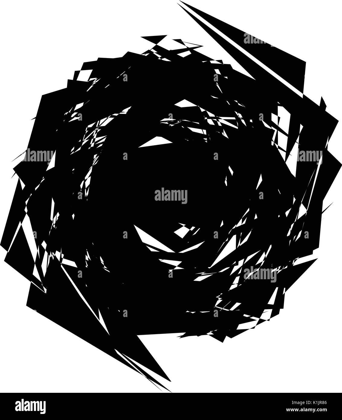 Circular geometric motif. Abstract grayscale op-art element Stock ...