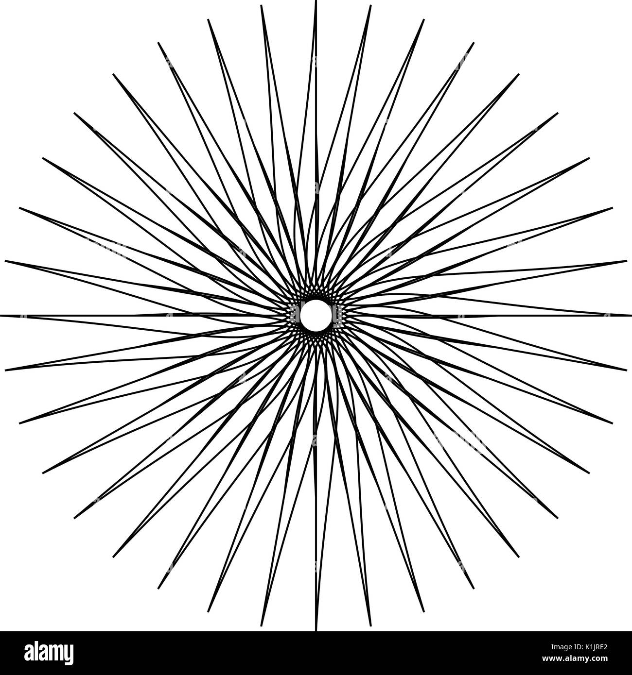 Circular geometric motif. Abstract grayscale op-art element Stock ...