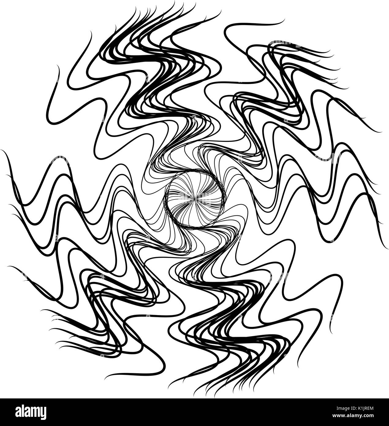 Circular geometric motif. Abstract grayscale op-art element Stock ...