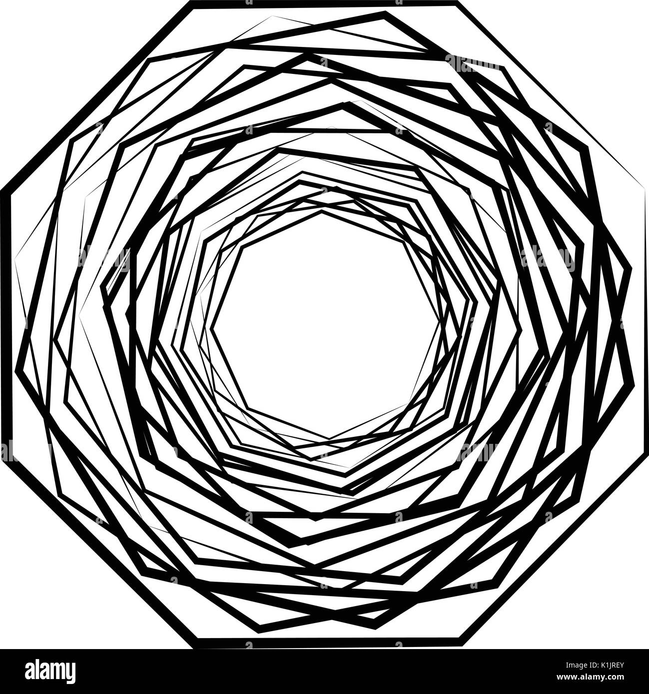 Circular geometric motif. Abstract grayscale op-art element Stock ...