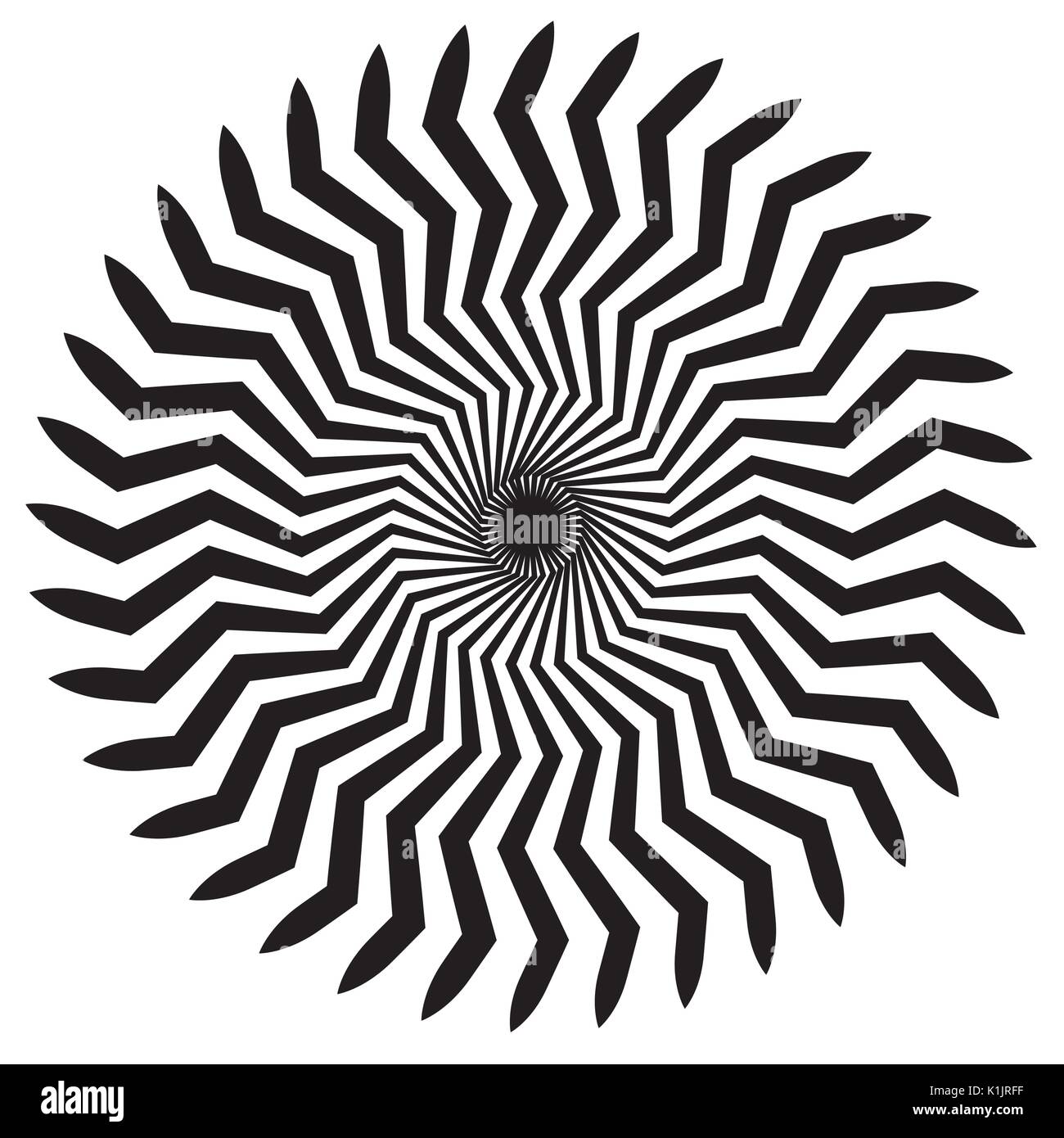 Circular geometric motif. Abstract grayscale op-art element Stock ...