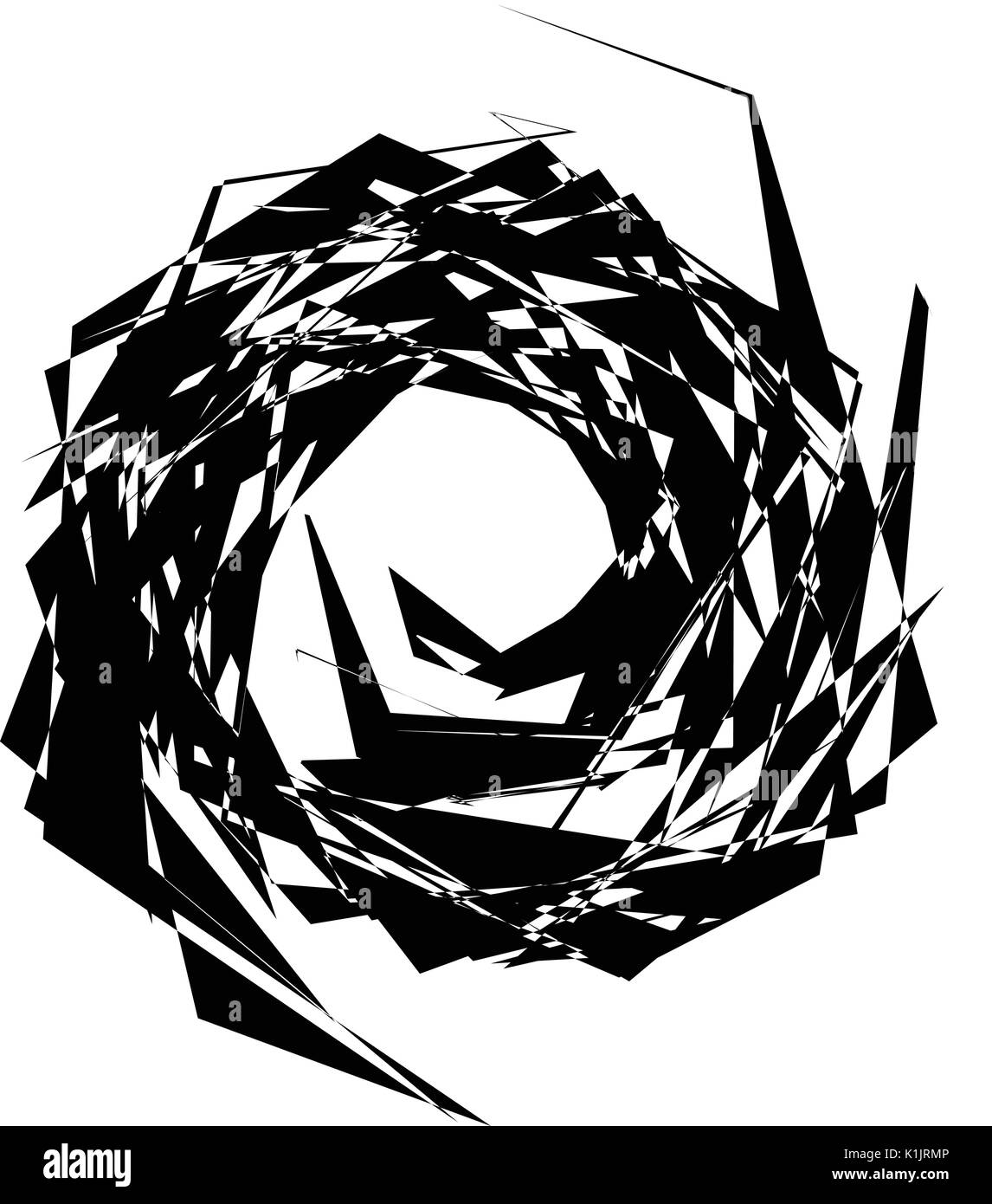 Circular geometric motif. Abstract grayscale op-art element Stock ...