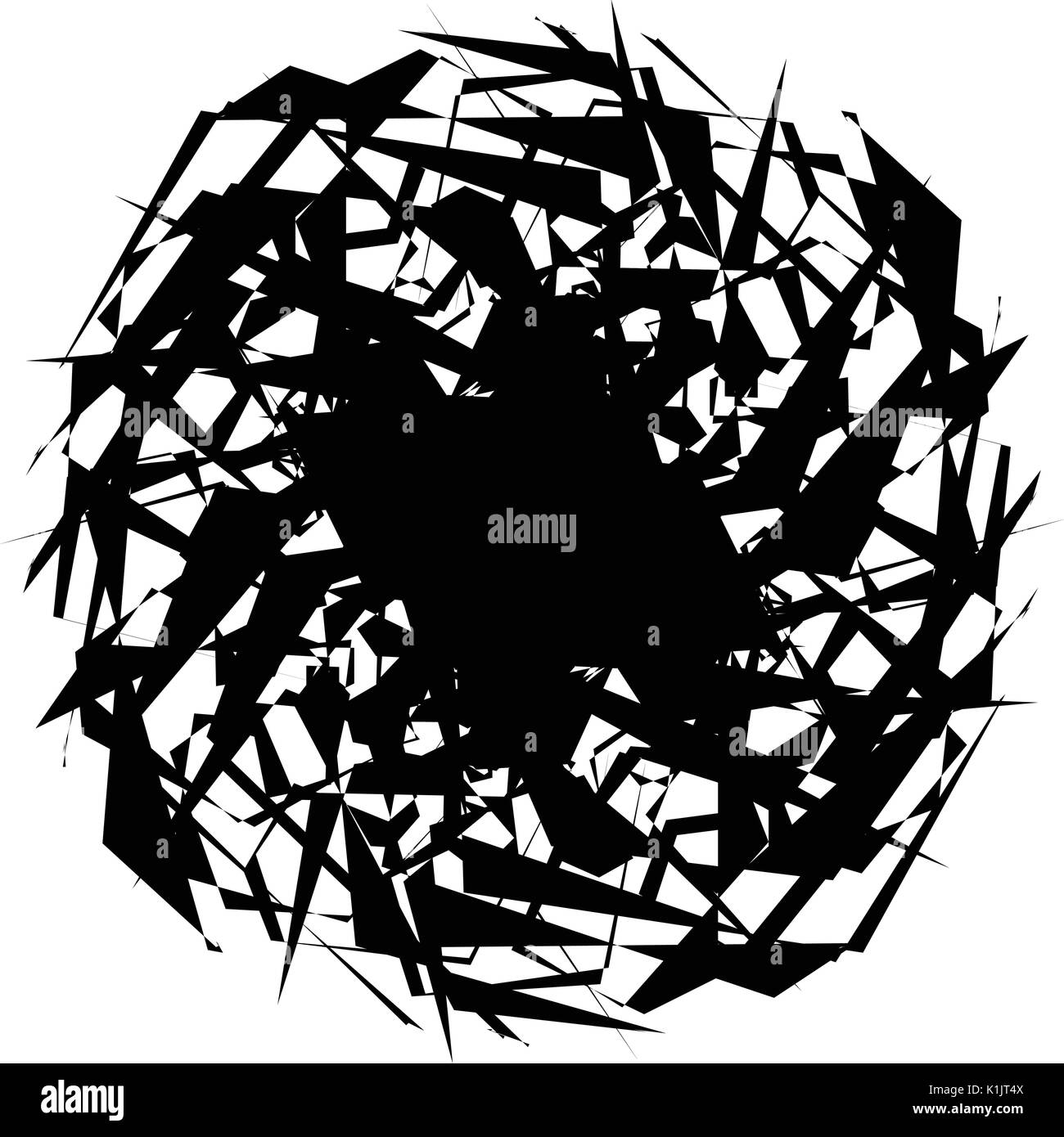 Circular geometric motif. Abstract grayscale op-art element Stock ...