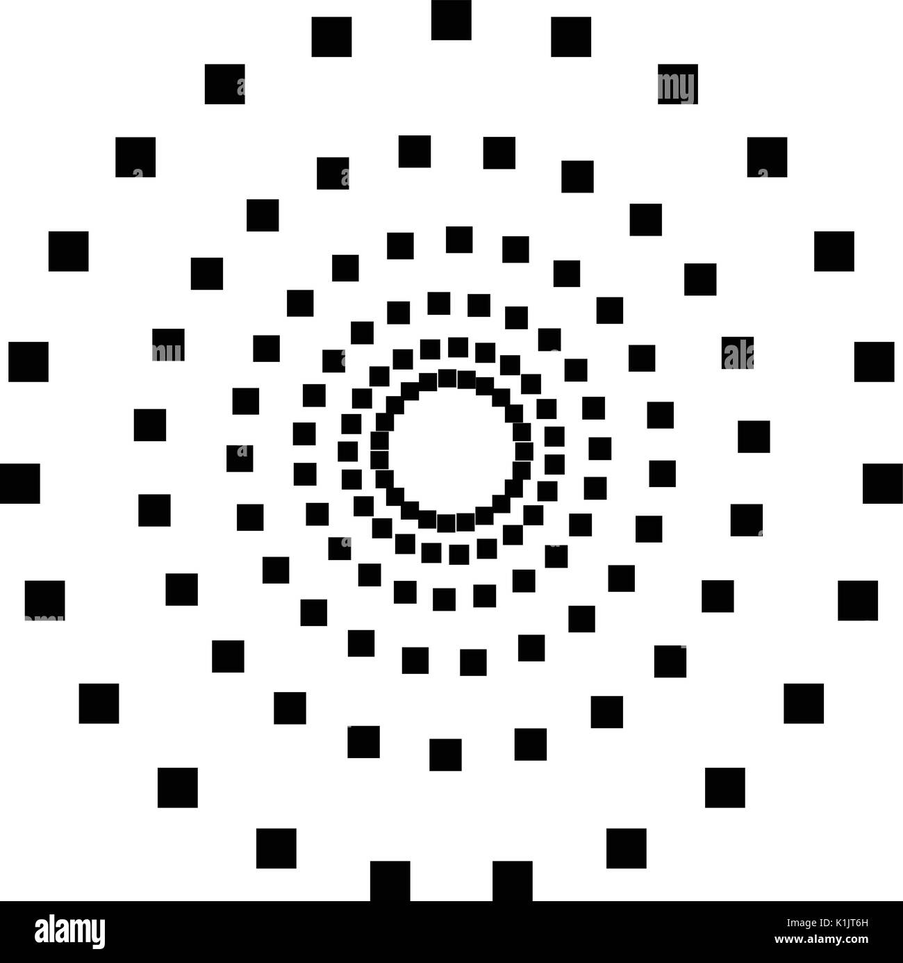 Circular geometric motif. Abstract grayscale op-art element Stock ...