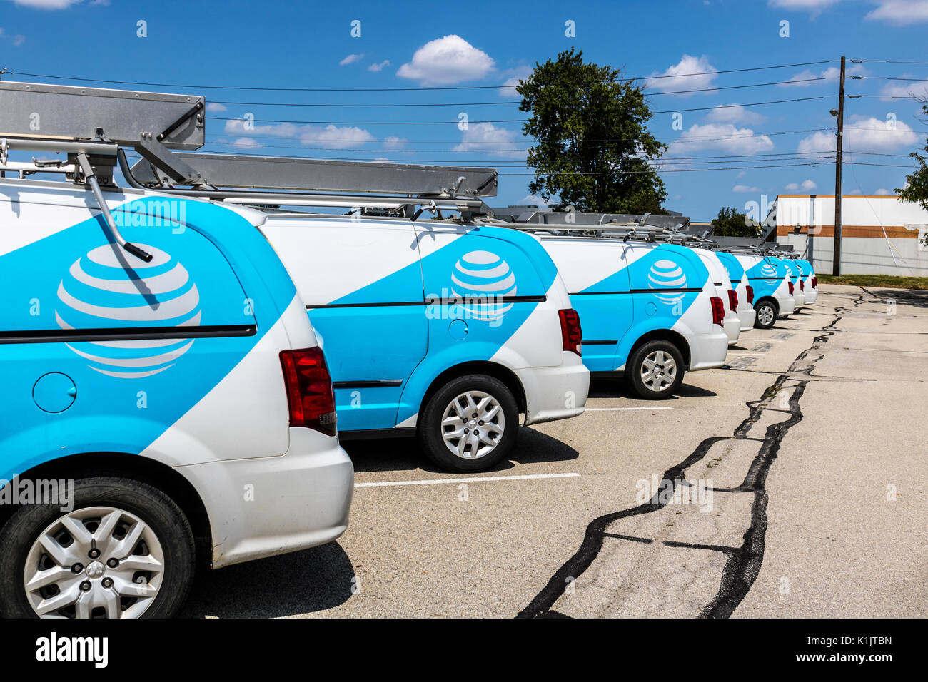 Indianapolis - Circa August 2017: AT&T Service vehicles. AT&T now ...