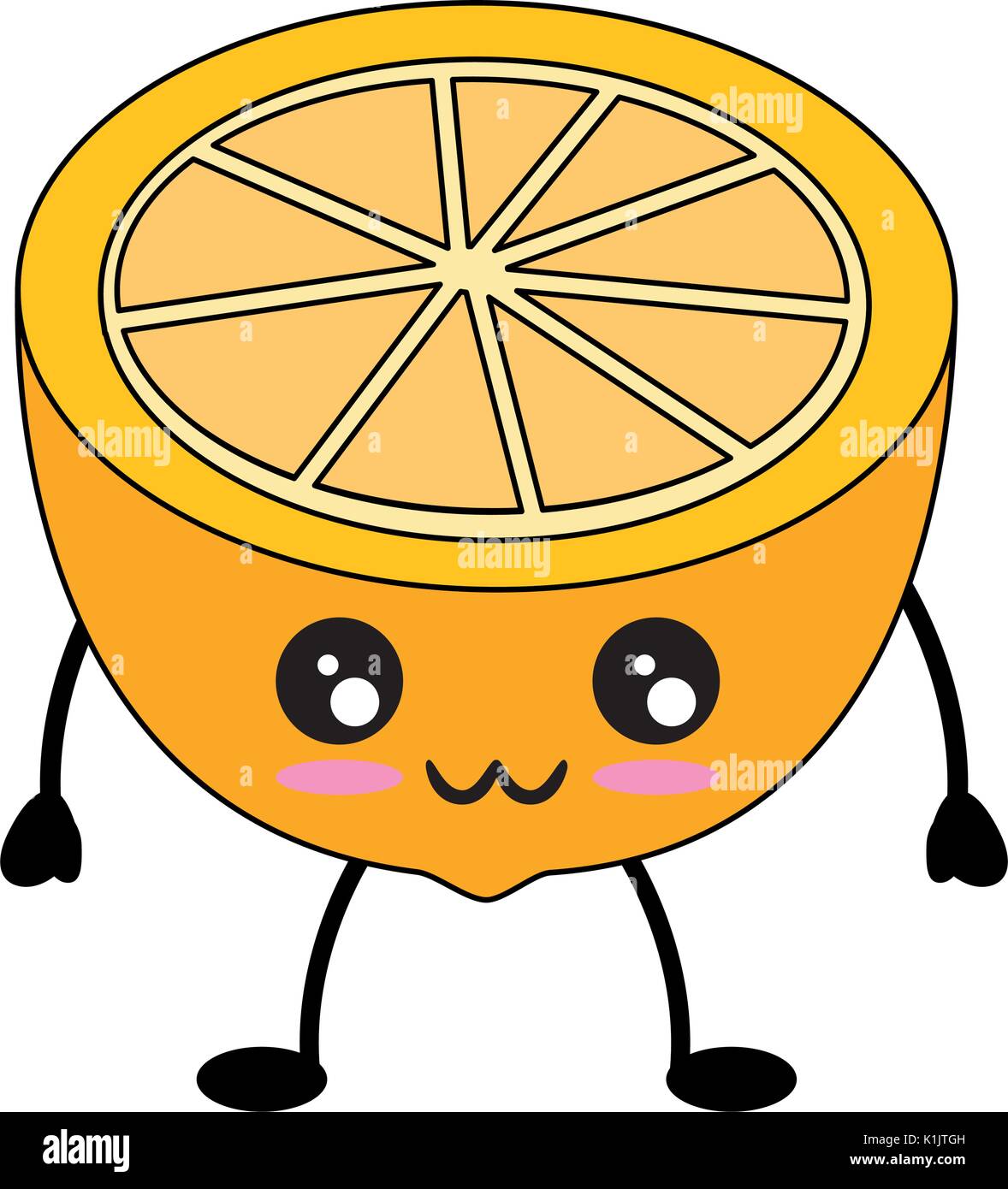 Orange citric fruit cute kawaii cartoon icon vector illustration design ...