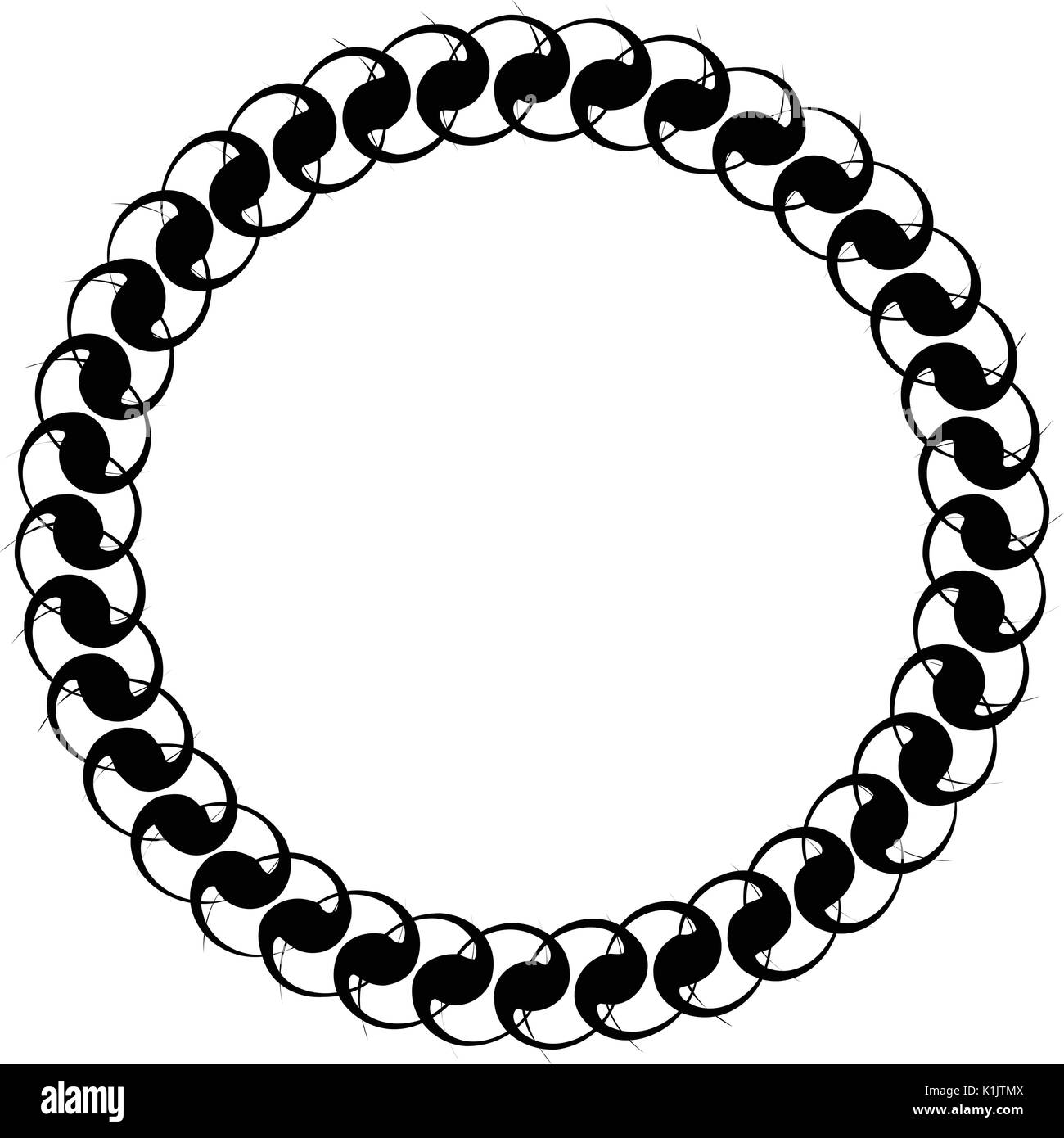 Circular geometric motif. Abstract grayscale op-art element Stock ...