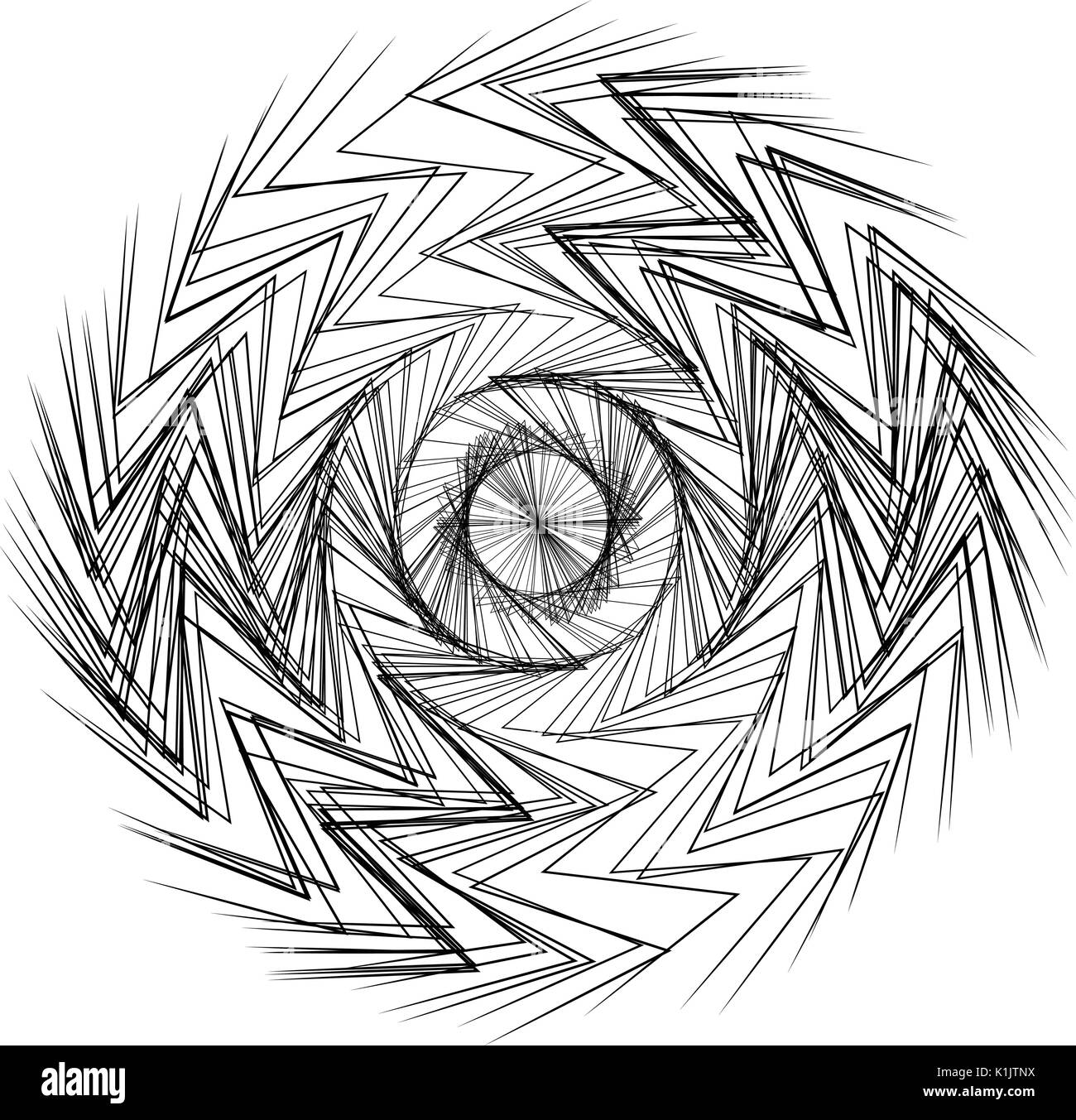 Circular geometric motif. Abstract grayscale op-art element Stock ...