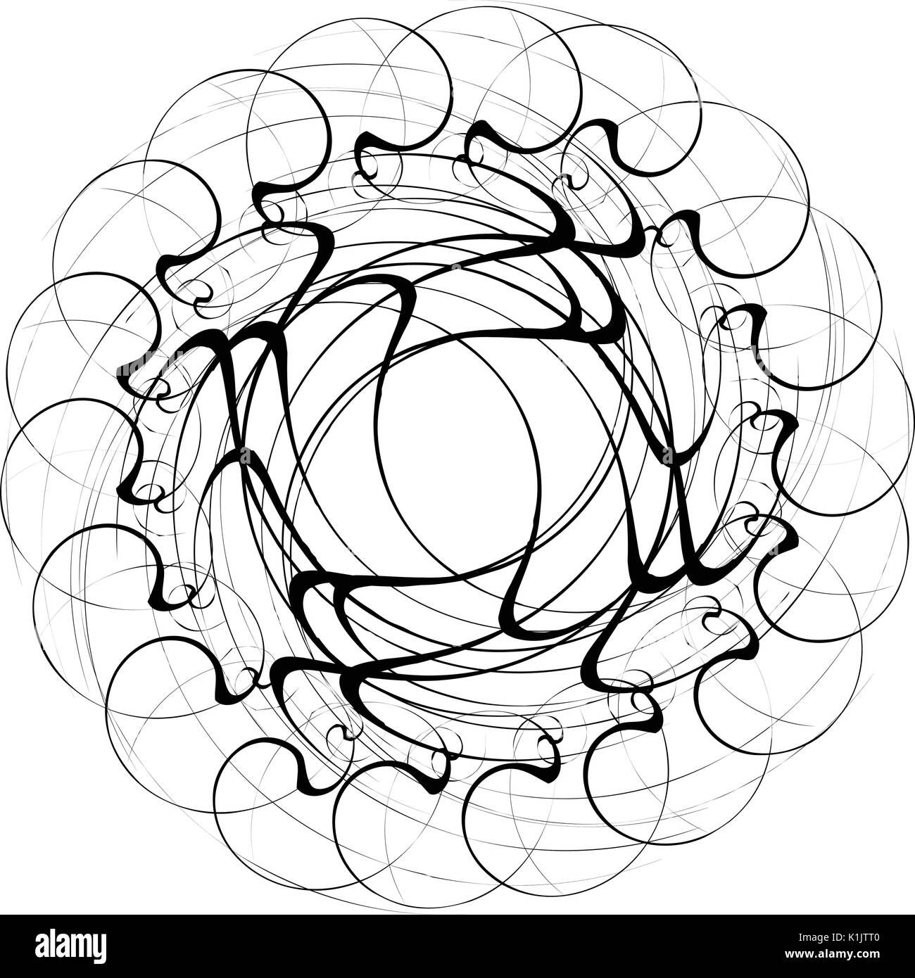 Circular geometric motif. Abstract grayscale op-art element Stock ...