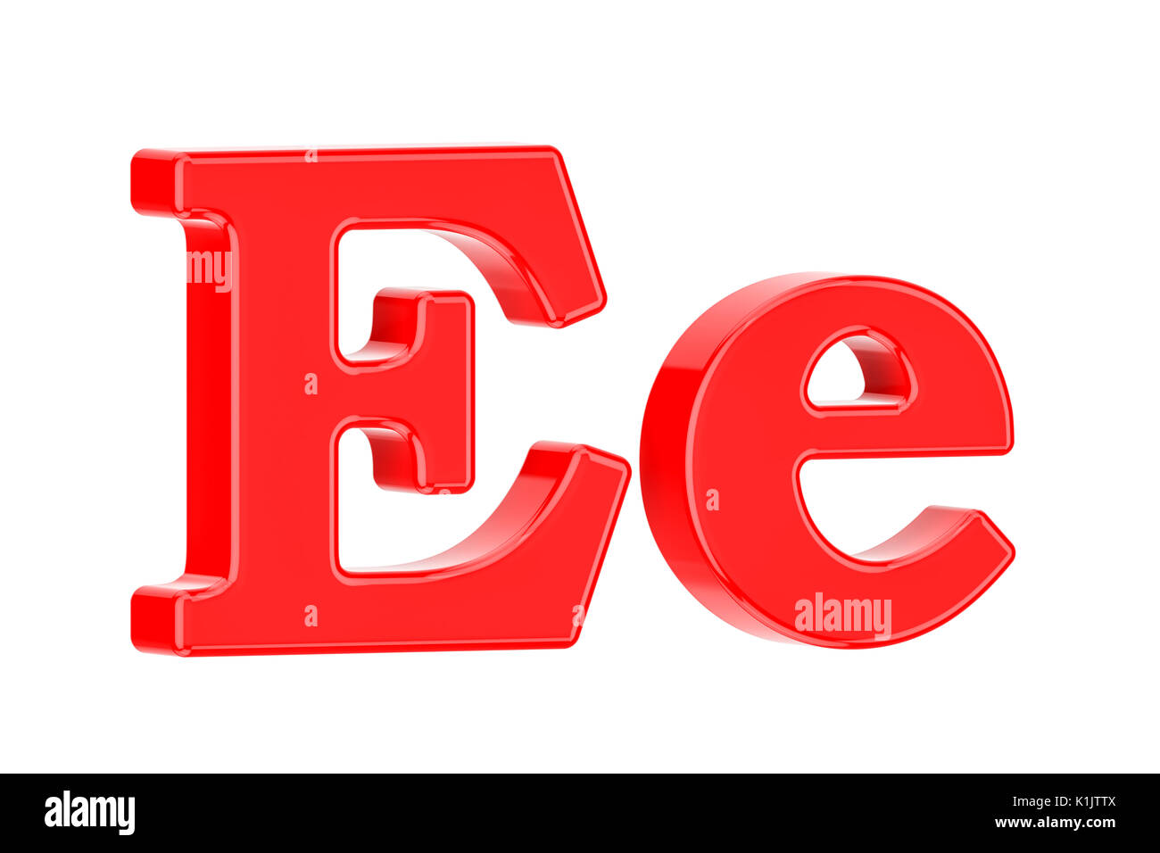 English red letter E, 3D rendering isolated on white background Stock ...