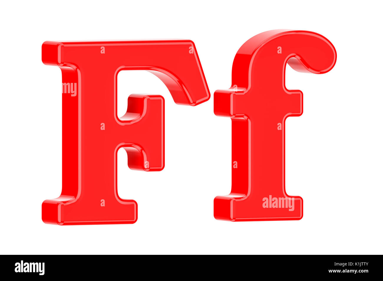 English red letter F, 3D rendering isolated on white background Stock ...