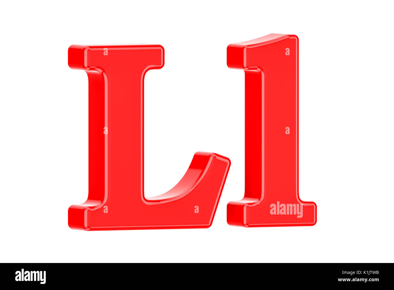 English red letter L, 3D rendering isolated on white background Stock ...
