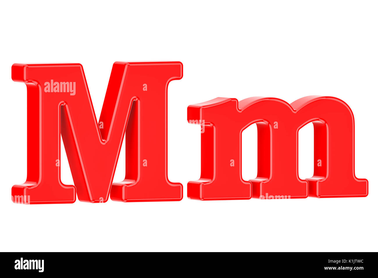English red letter M, 3D rendering isolated on white background Stock ...