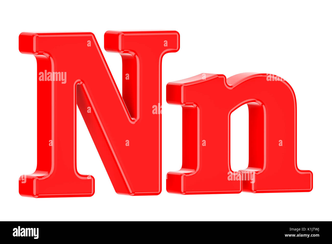 English red letter N, 3D rendering isolated on white background Stock ...