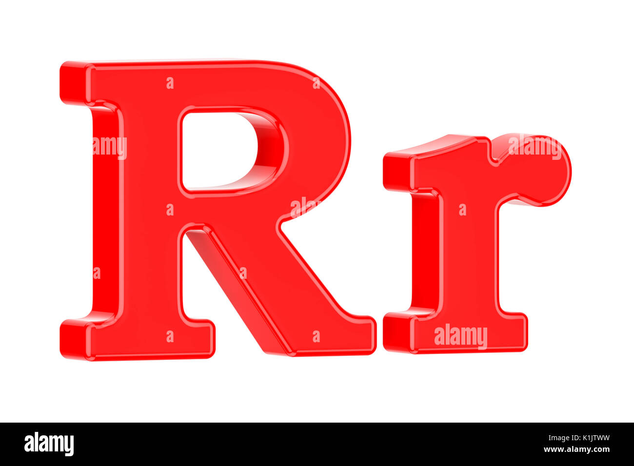 English red letter R, 3D rendering isolated on white background Stock ...