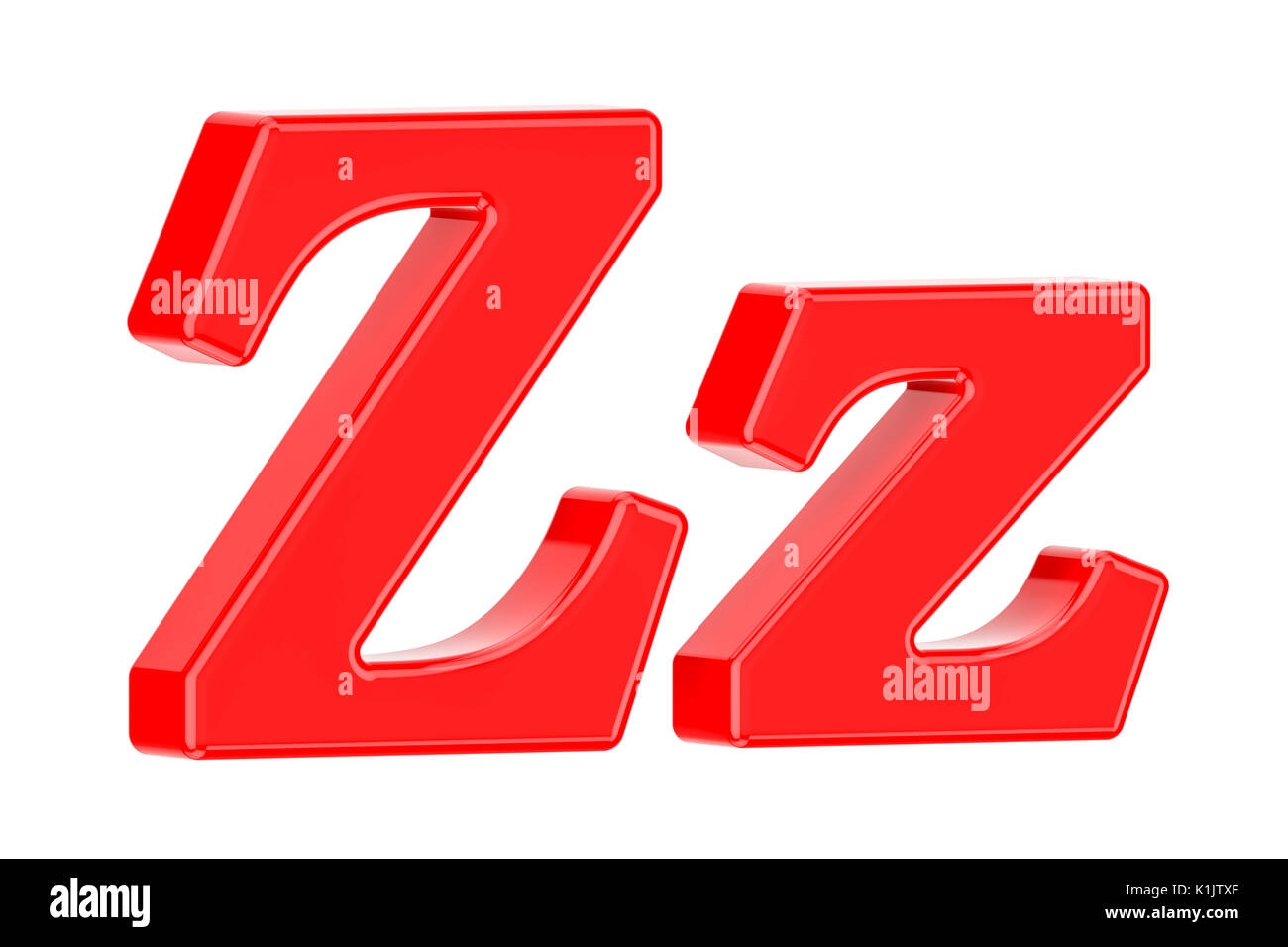 English red letter Z, 3D rendering isolated on white background Stock ...