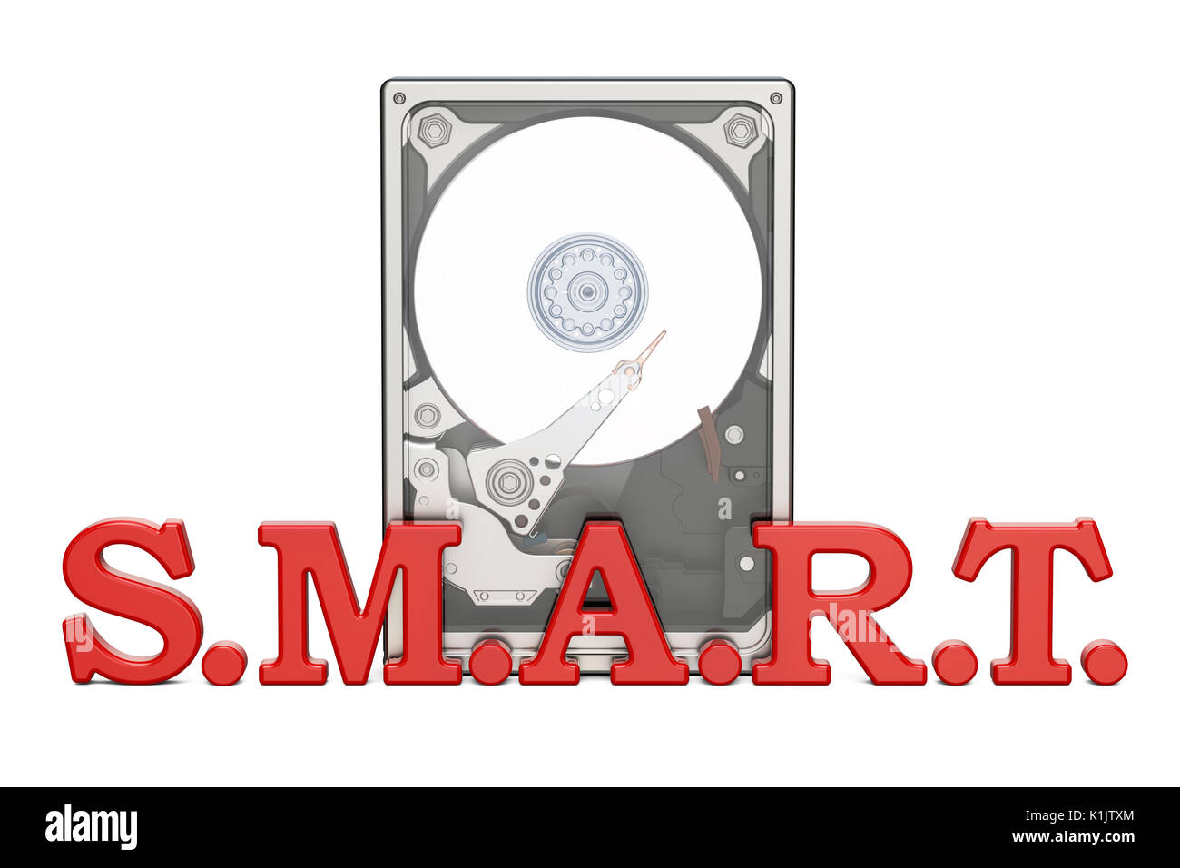 Hard Disk Drive HDD smart monitoring and reporting concept, 3D ...