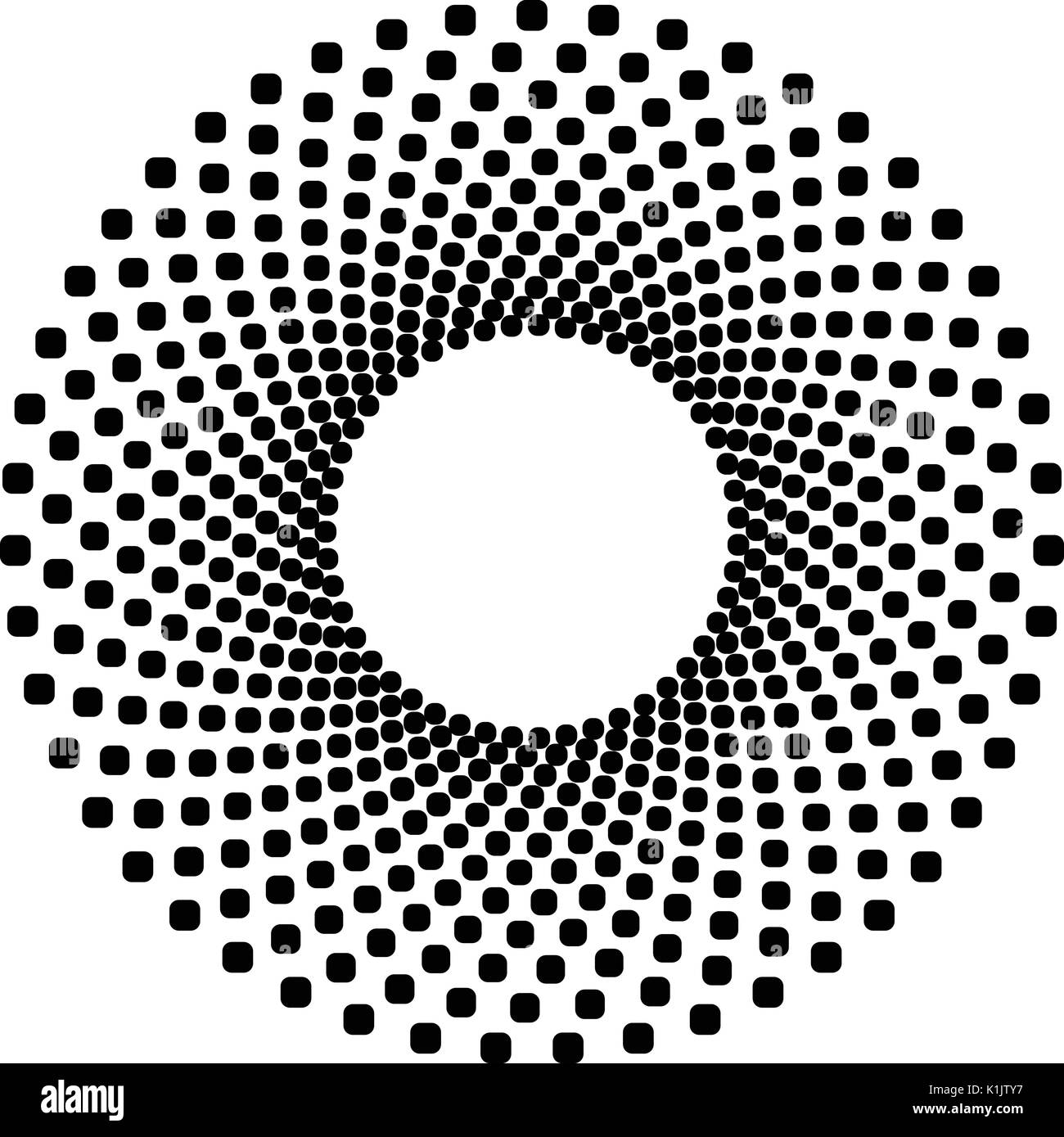 Circular geometric motif. Abstract grayscale op-art element Stock ...