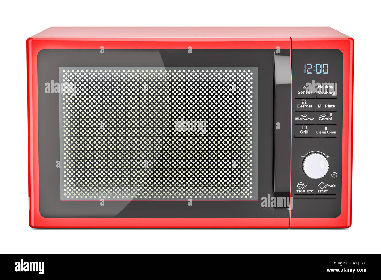 red microwave oven, 3D rendering isolated on white background Stock ...