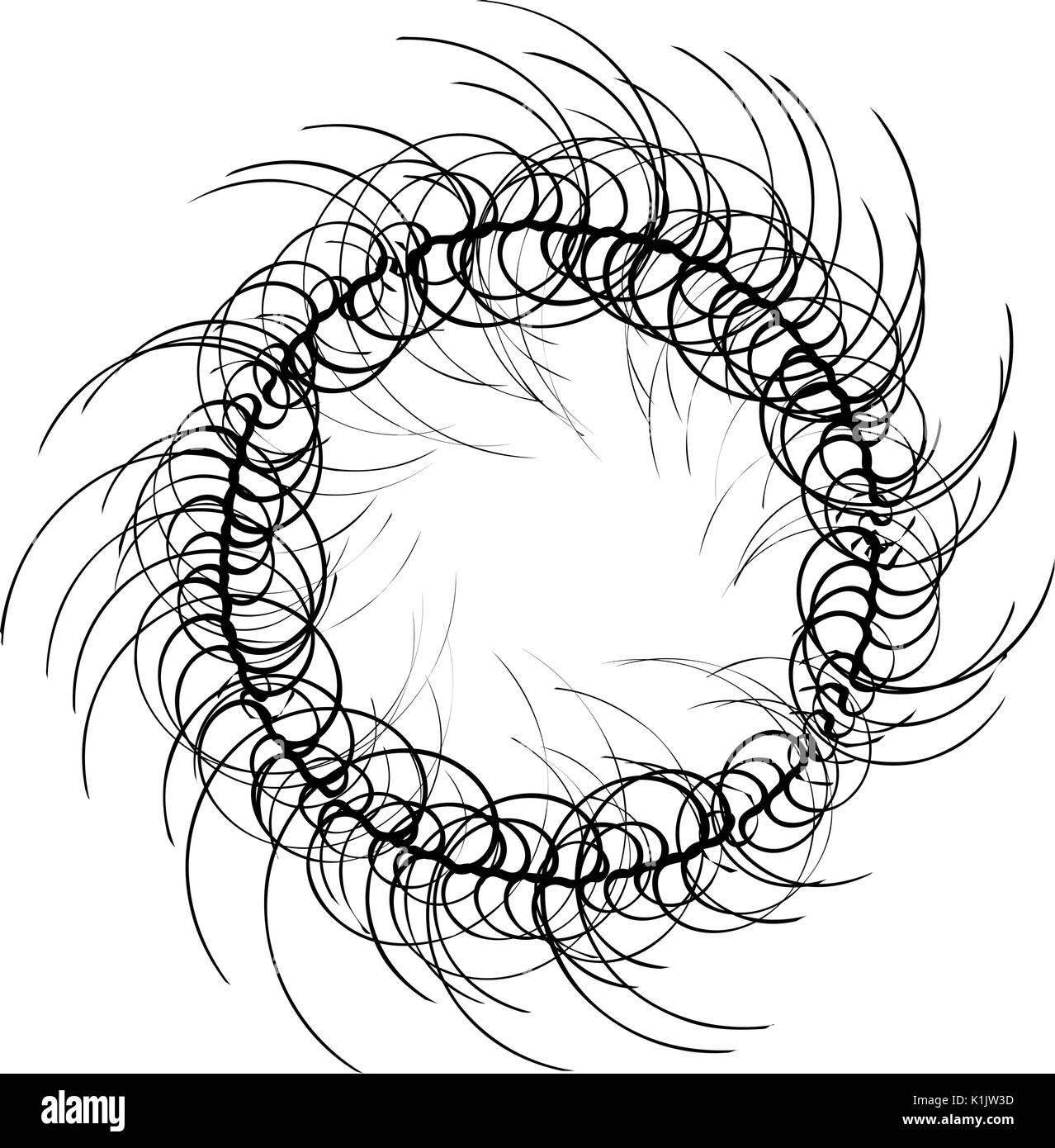 Circular geometric motif. Abstract grayscale op-art element Stock ...