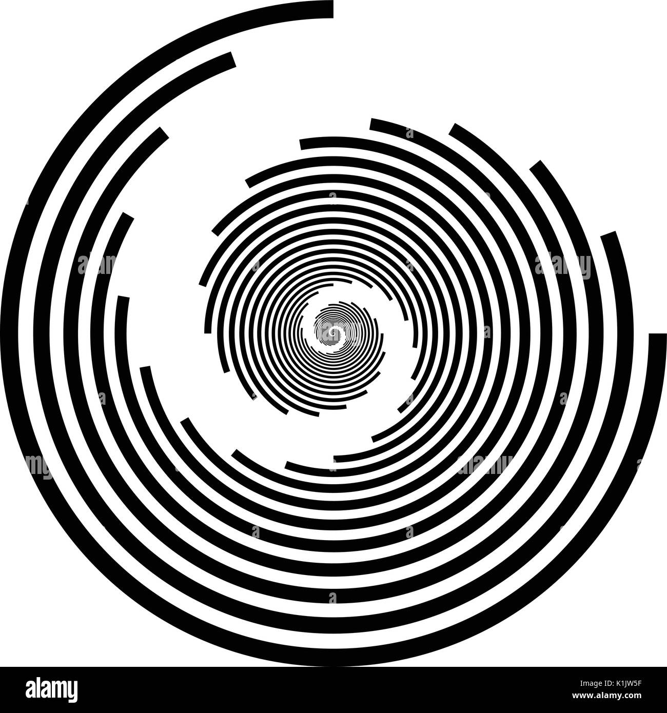 Circular geometric motif. Abstract grayscale op-art element Stock ...