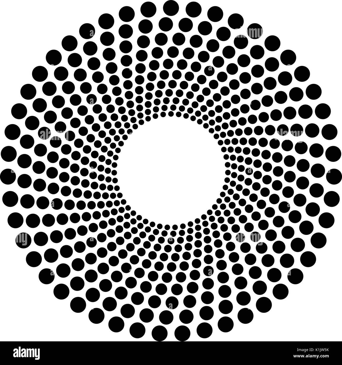 Circular geometric motif. Abstract grayscale op-art element Stock ...