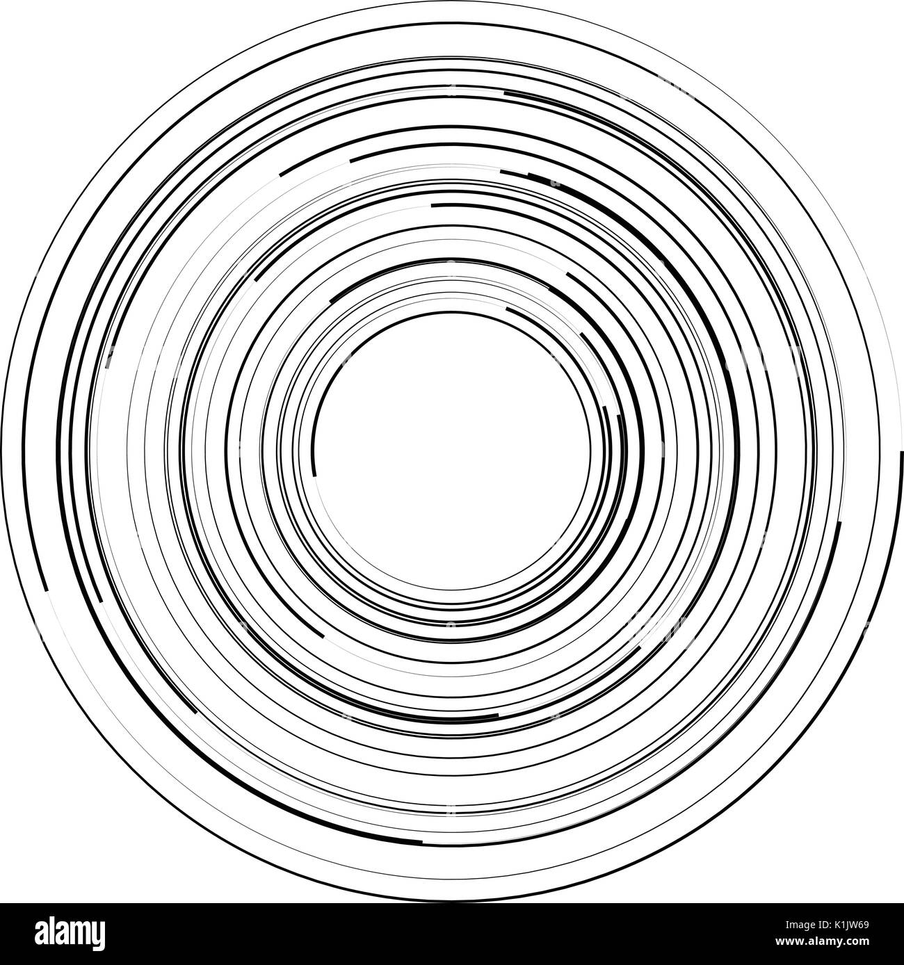 Circular geometric motif. Abstract grayscale op-art element Stock ...