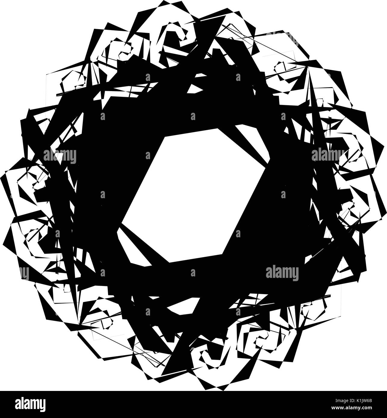 Circular geometric motif. Abstract grayscale op-art element Stock ...