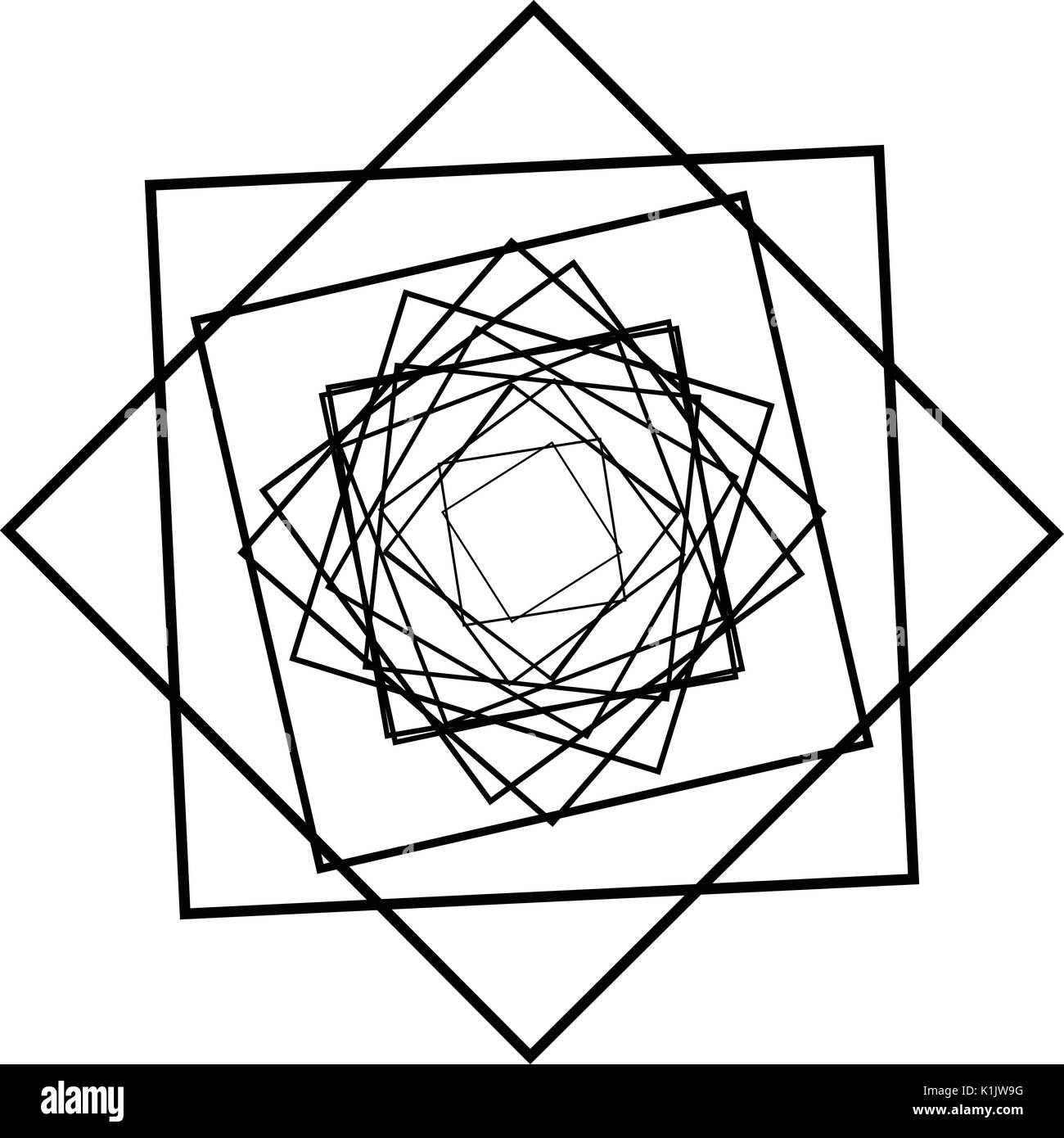 Circular geometric motif. Abstract grayscale op-art element Stock ...