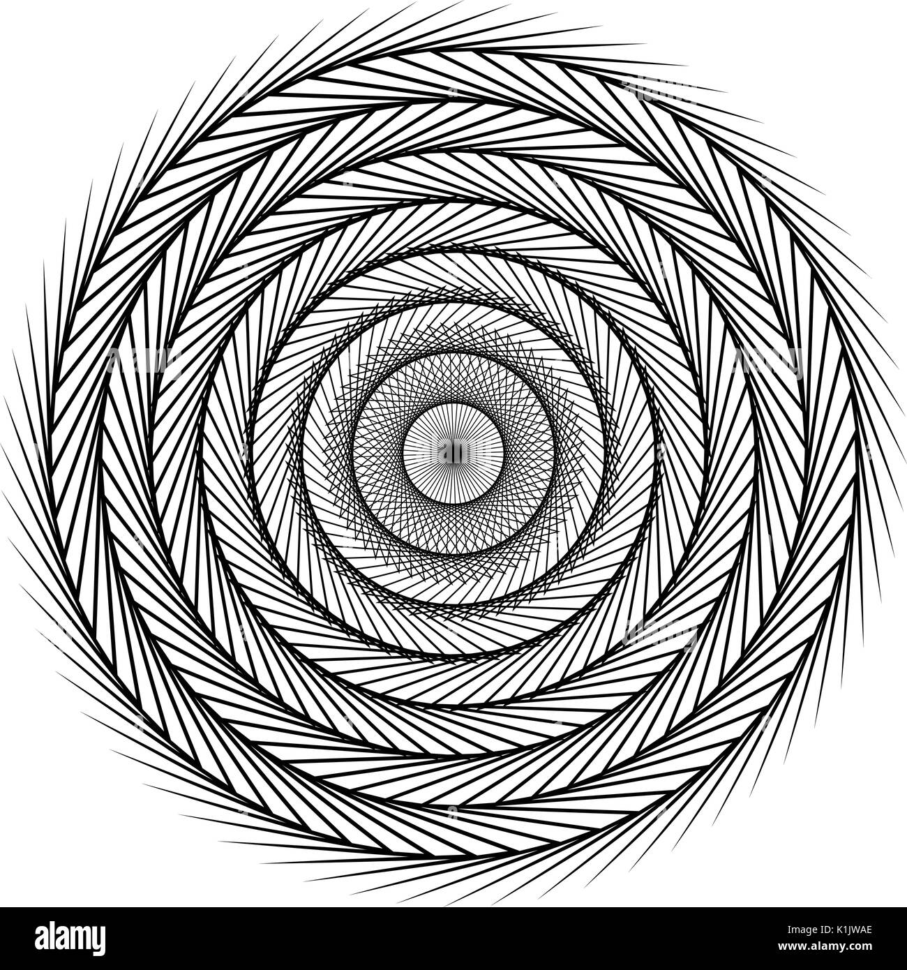 Circular geometric motif. Abstract grayscale op-art element Stock ...