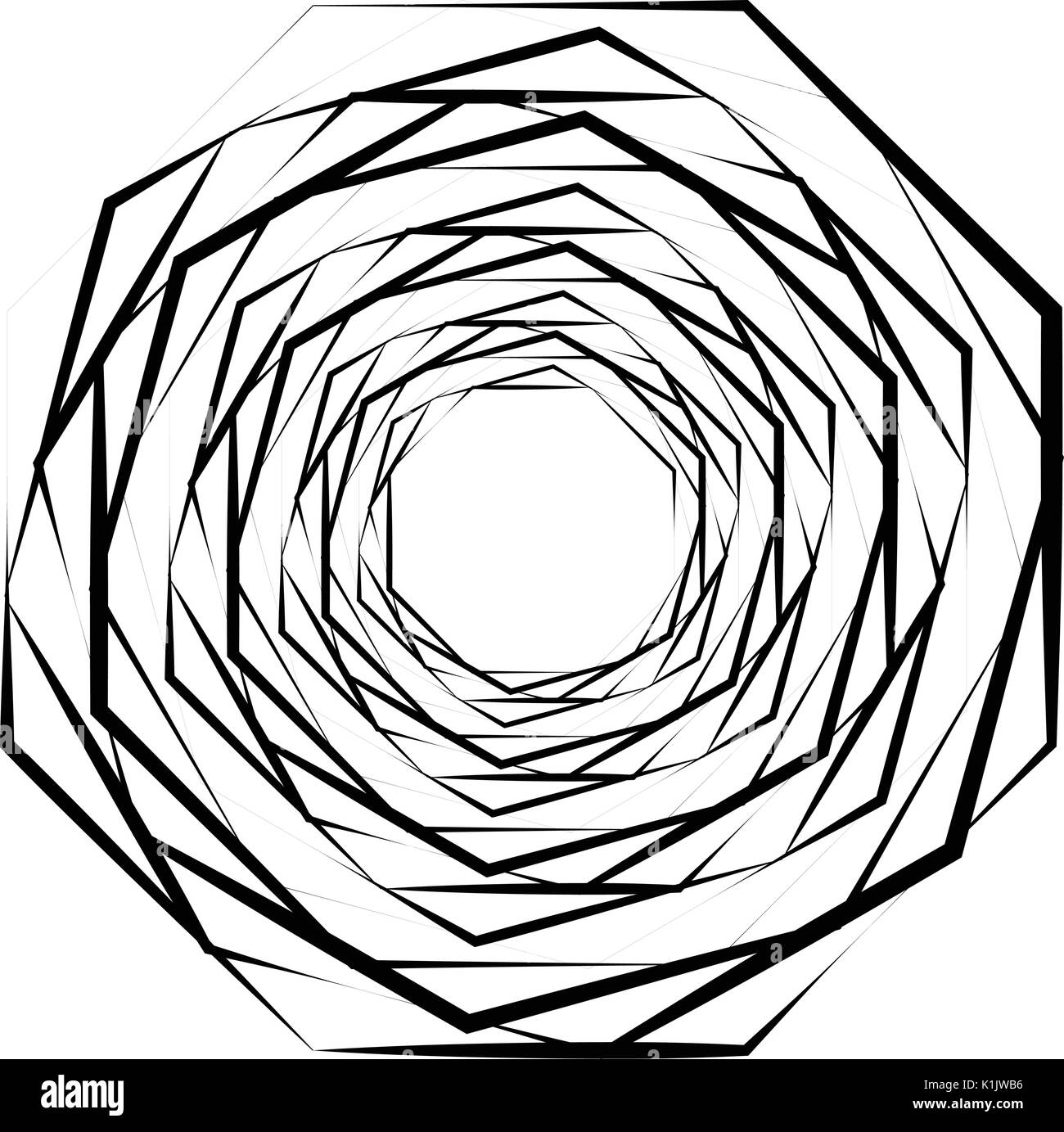 Circular geometric motif. Abstract grayscale op-art element Stock ...