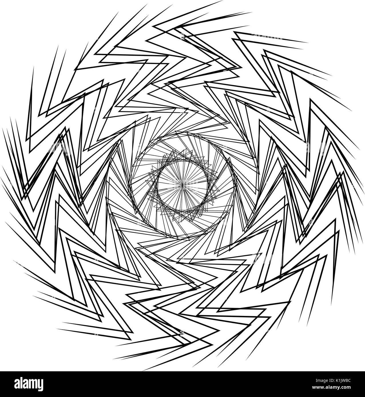Circular geometric motif. Abstract grayscale op-art element Stock ...
