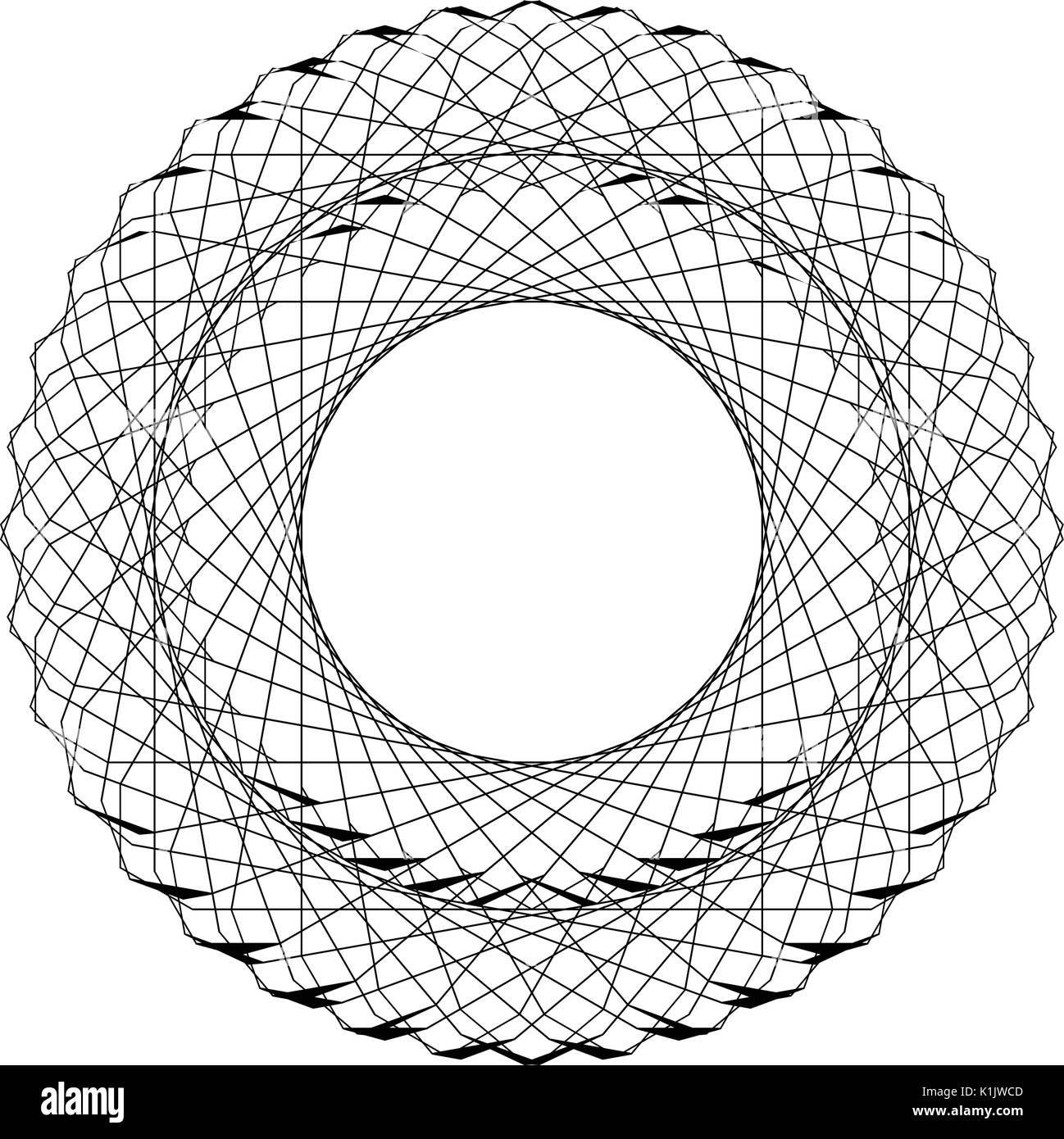 Circular geometric motif. Abstract grayscale op-art element Stock ...