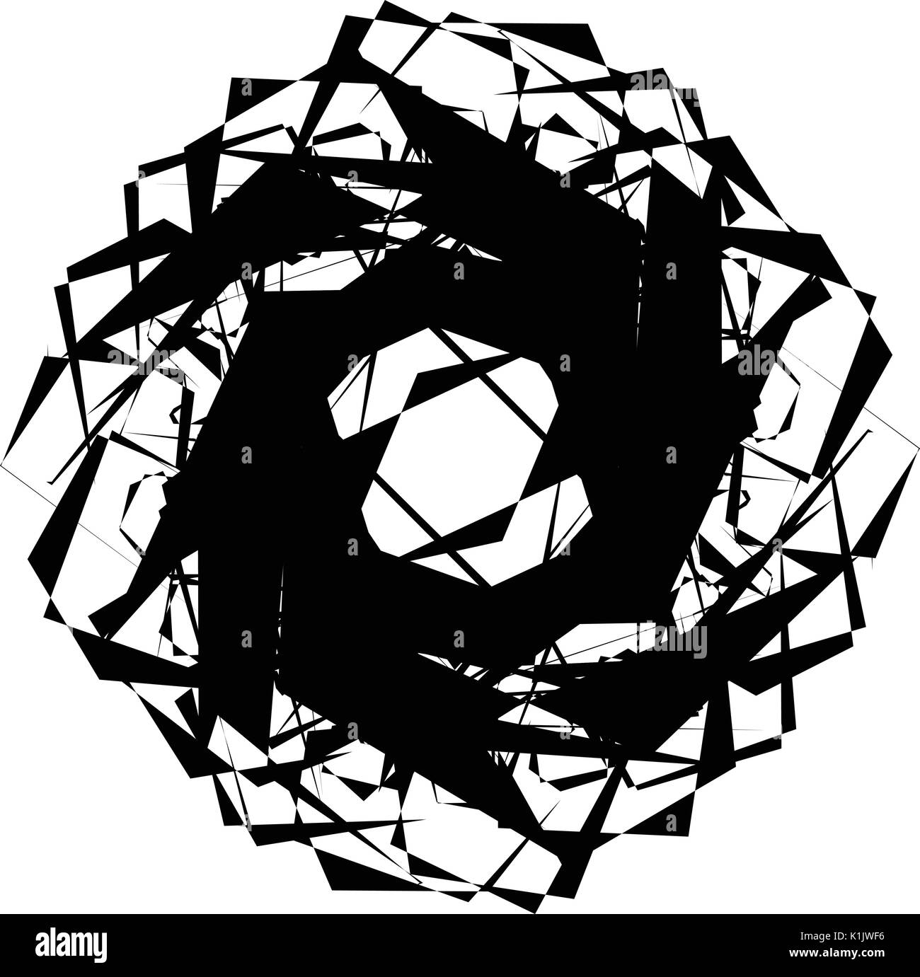 Circular geometric motif. Abstract grayscale op-art element Stock ...