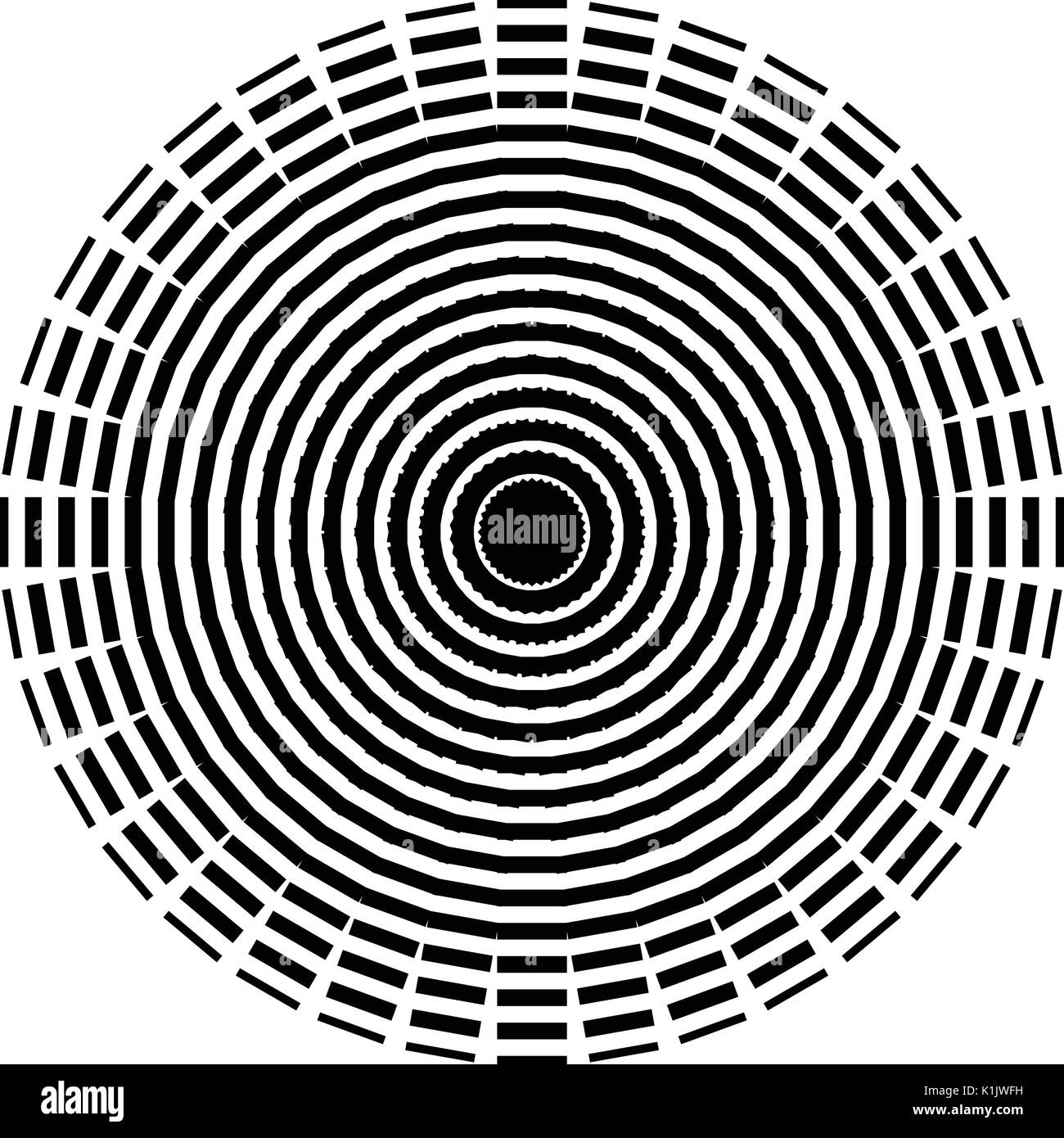 Circular geometric motif. Abstract grayscale op-art element Stock ...