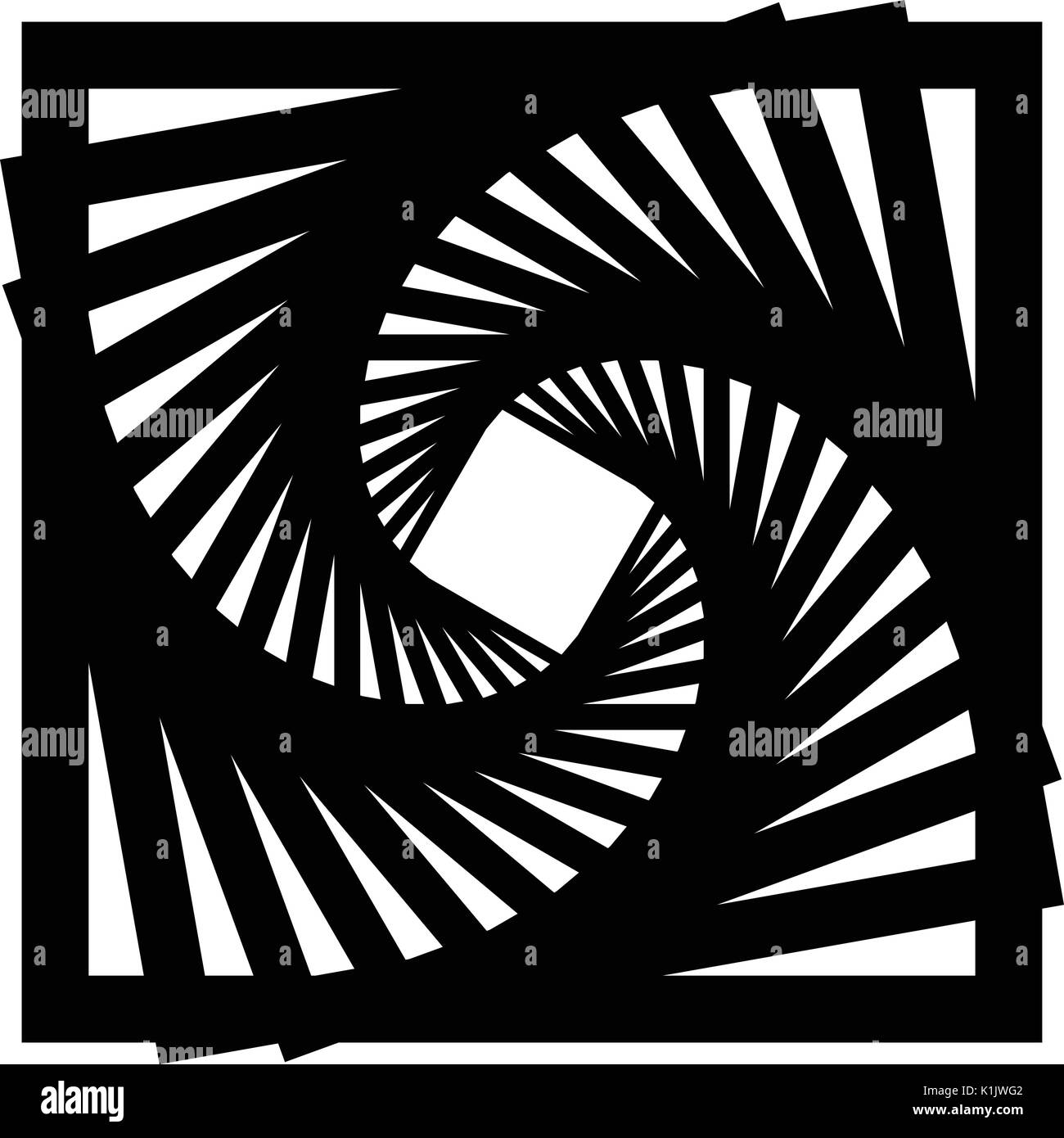 Circular geometric motif. Abstract grayscale op-art element Stock ...