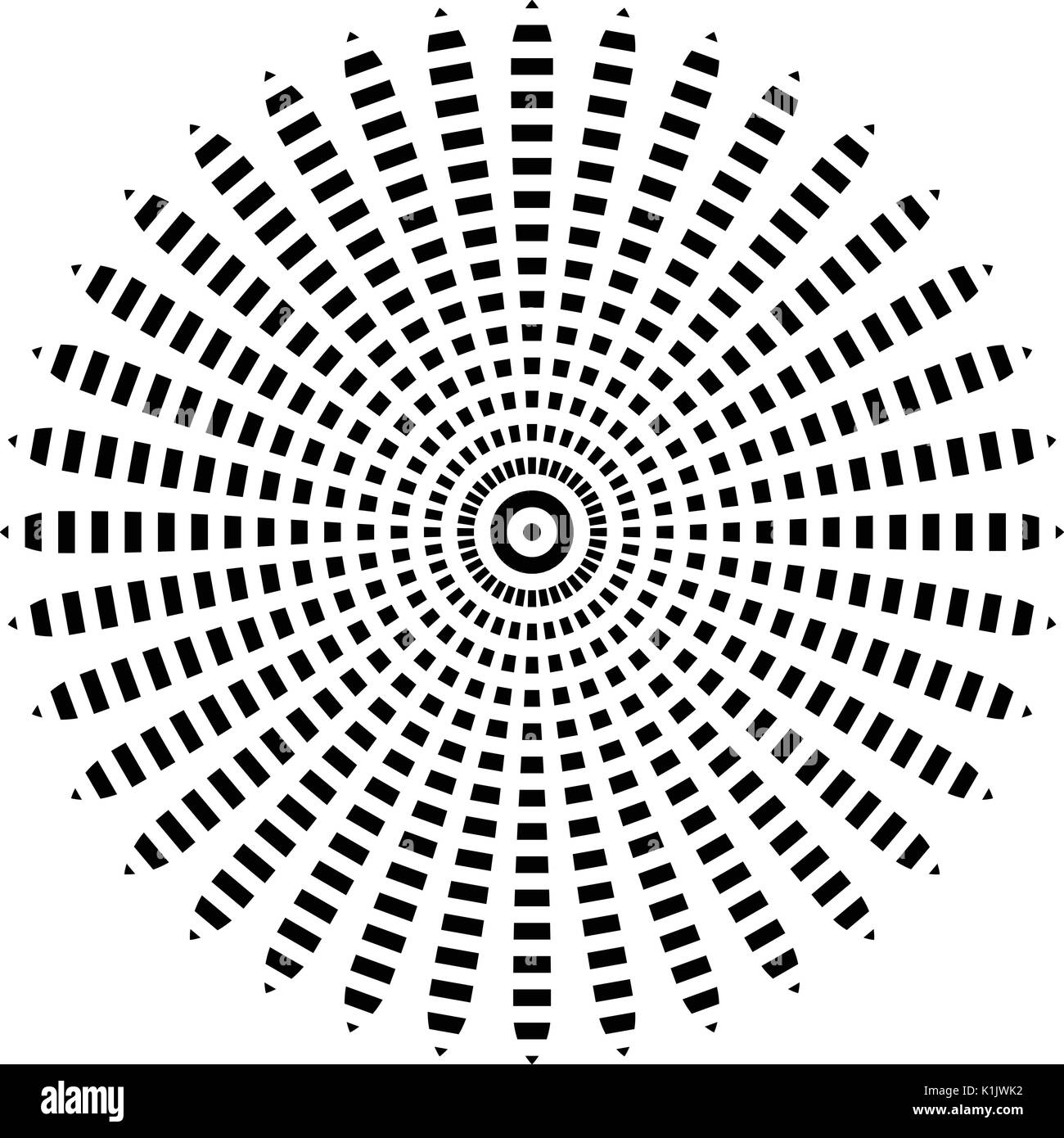 Circular geometric motif. Abstract grayscale op-art element Stock ...