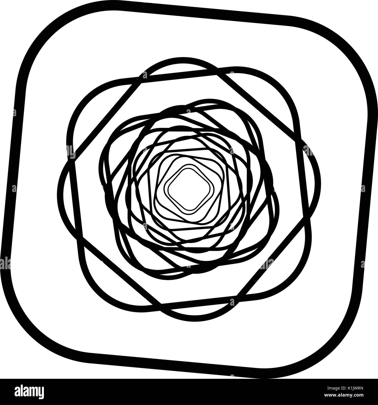 Circular geometric motif. Abstract grayscale op-art element Stock ...