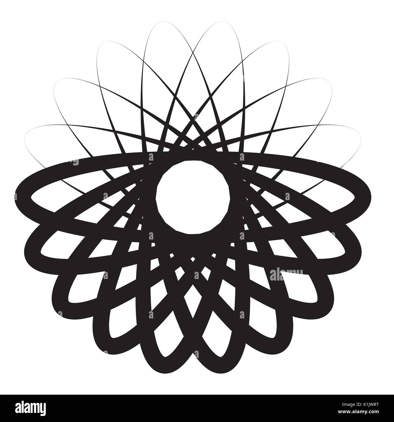 Circular geometric motif. Abstract grayscale op-art element Stock ...