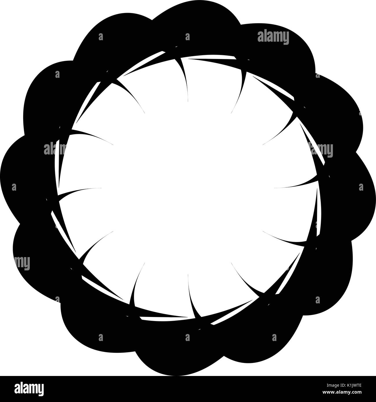 Circular geometric motif. Abstract grayscale op-art element Stock ...