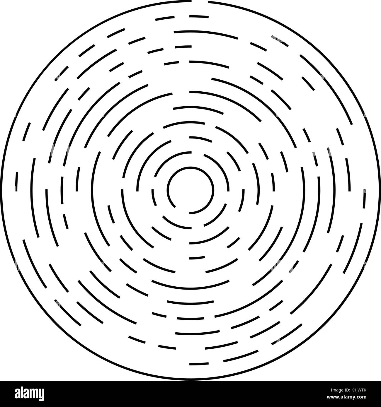 Circular geometric motif. Abstract grayscale op-art element Stock ...