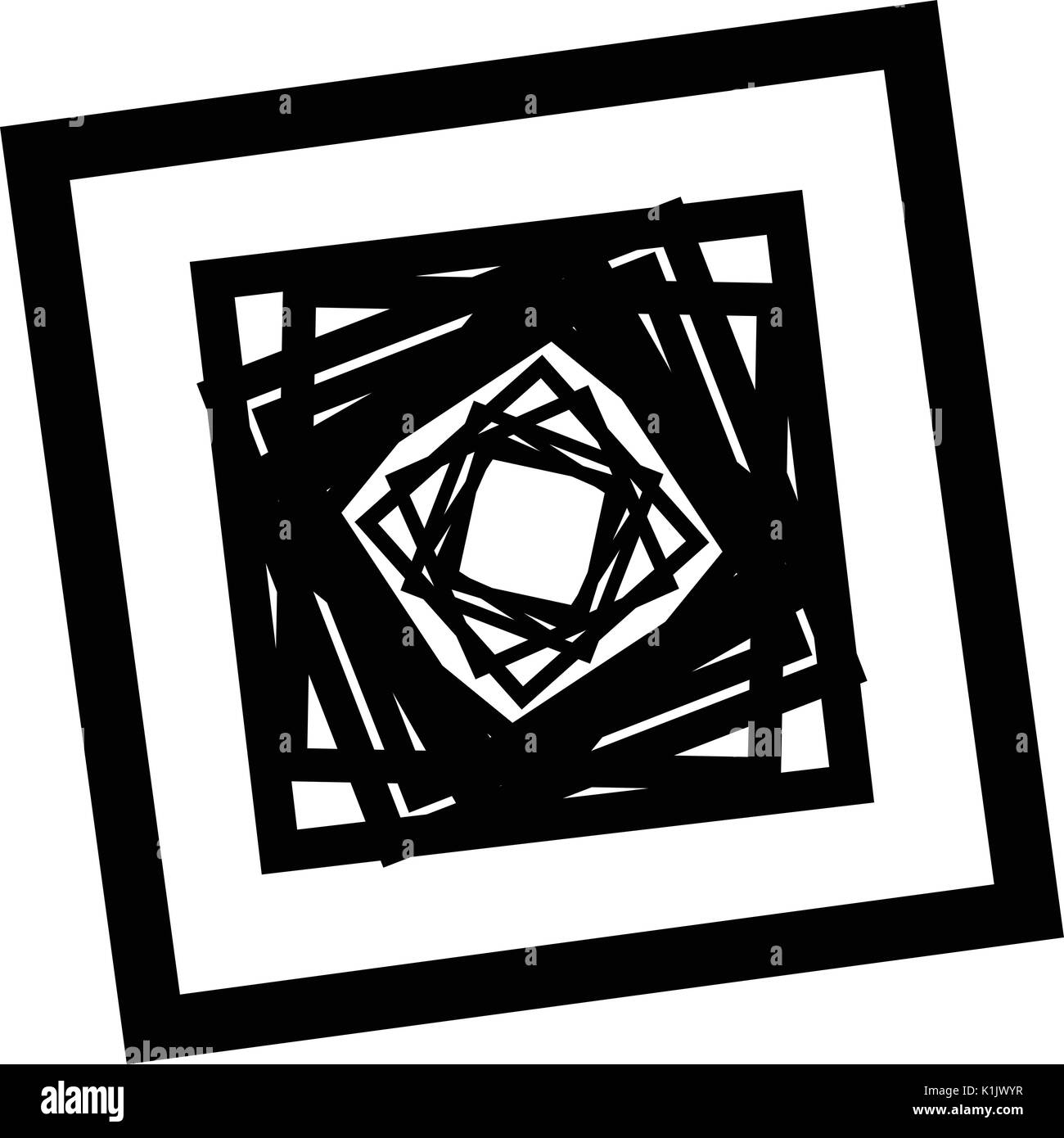Circular geometric motif. Abstract grayscale op-art element Stock ...