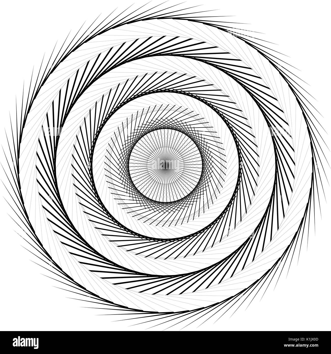Circular geometric motif. Abstract grayscale op-art element Stock ...