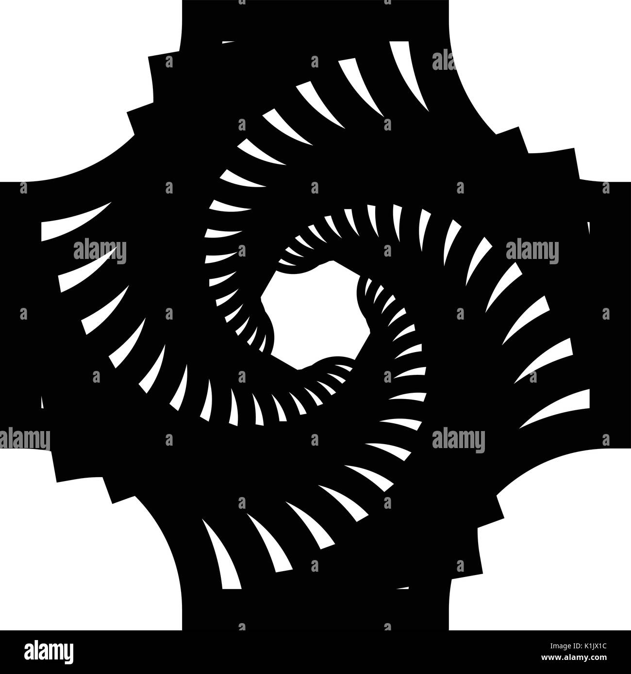 Circular geometric motif. Abstract grayscale op-art element Stock ...