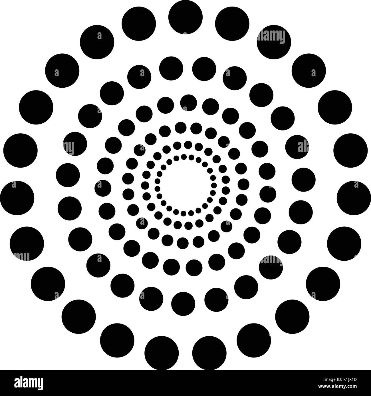 Circular geometric motif. Abstract grayscale op-art element Stock ...