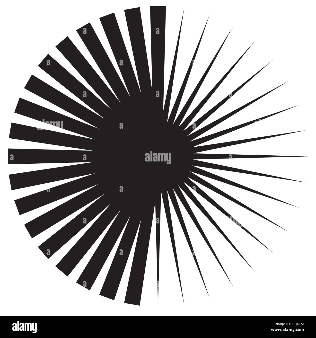 Circular geometric motif. Abstract grayscale op-art element Stock ...