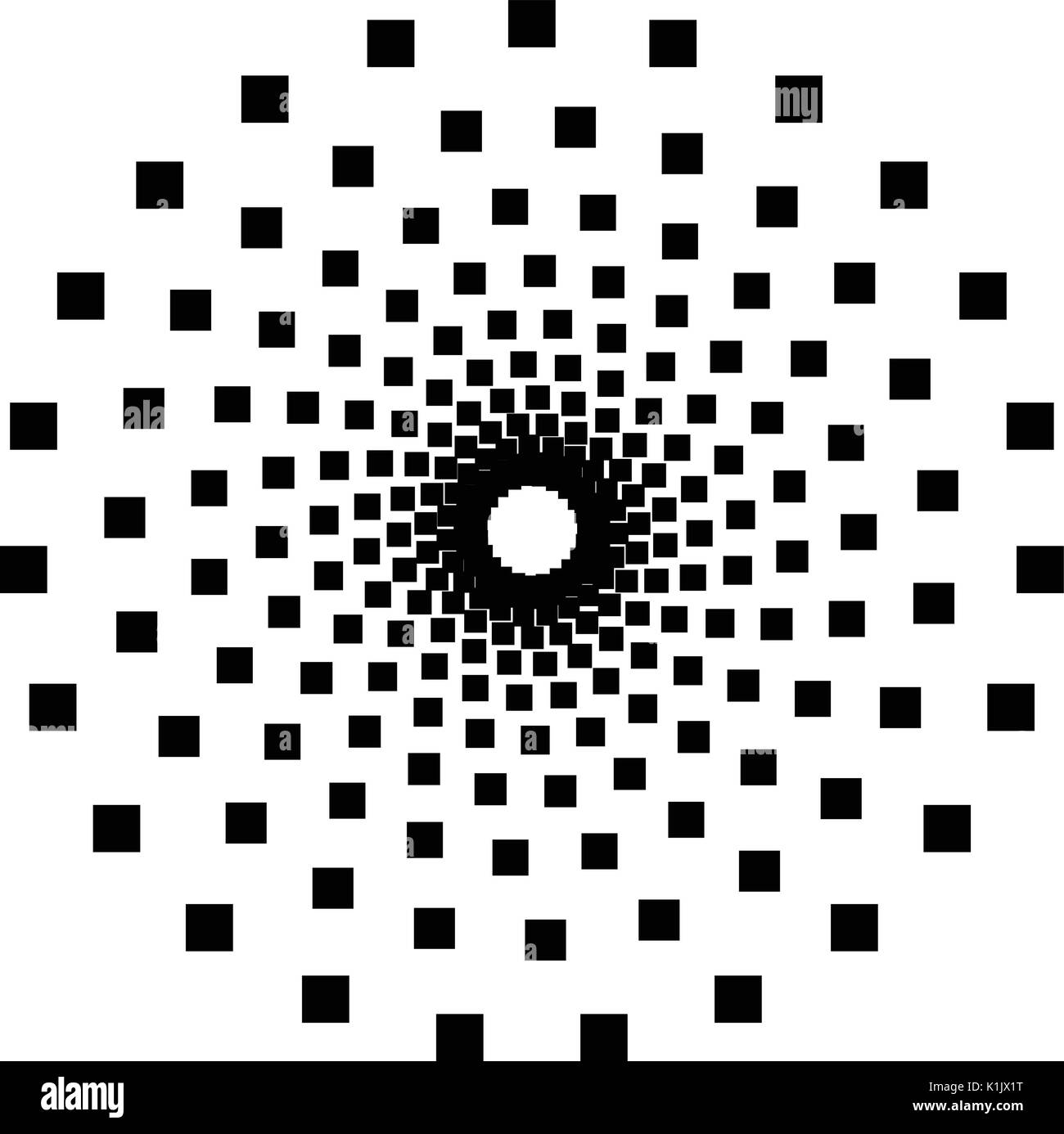 Circular geometric motif. Abstract grayscale op-art element Stock ...