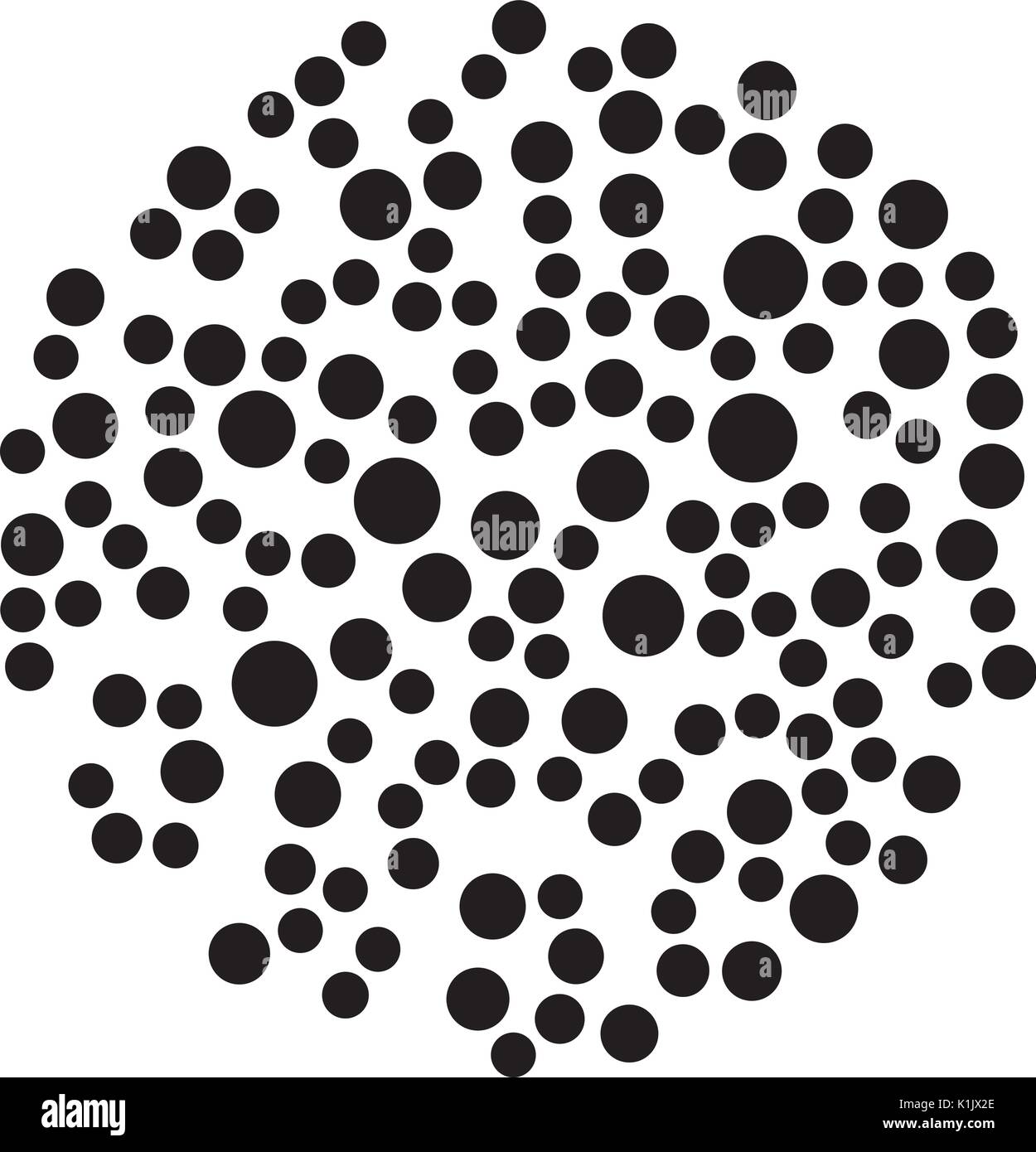 Circular geometric motif. Abstract grayscale op-art element Stock ...