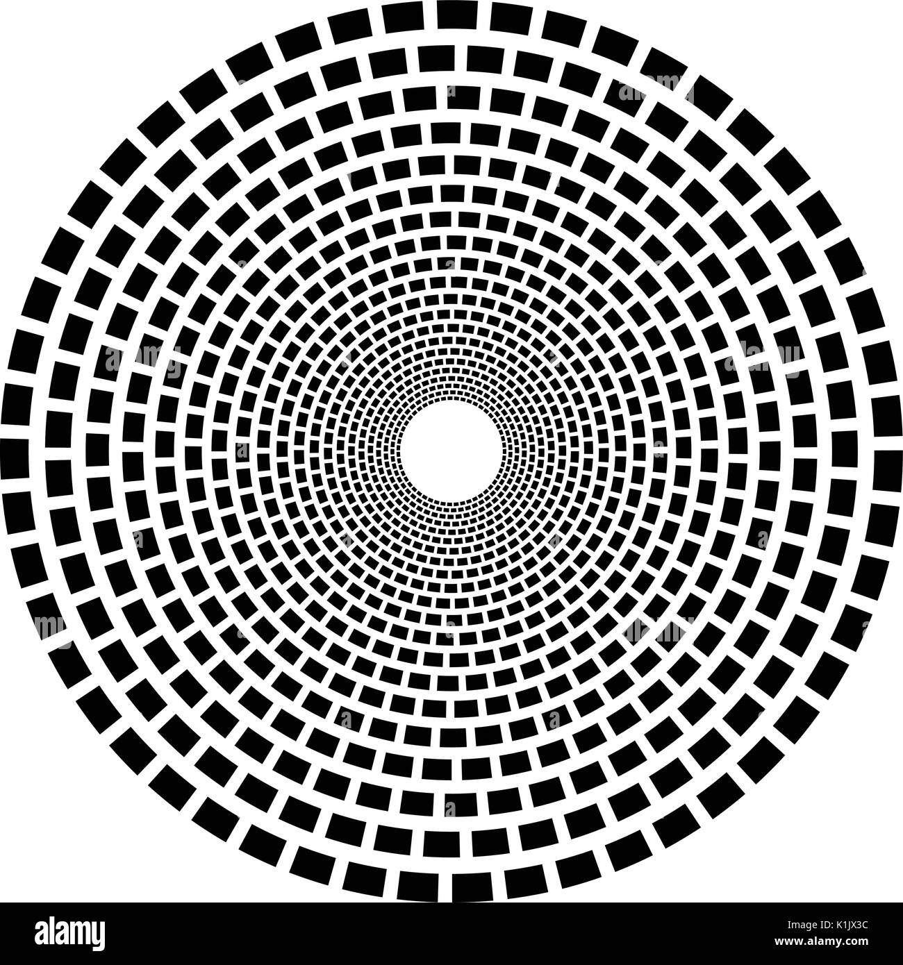 Circular geometric motif. Abstract grayscale op-art element Stock ...