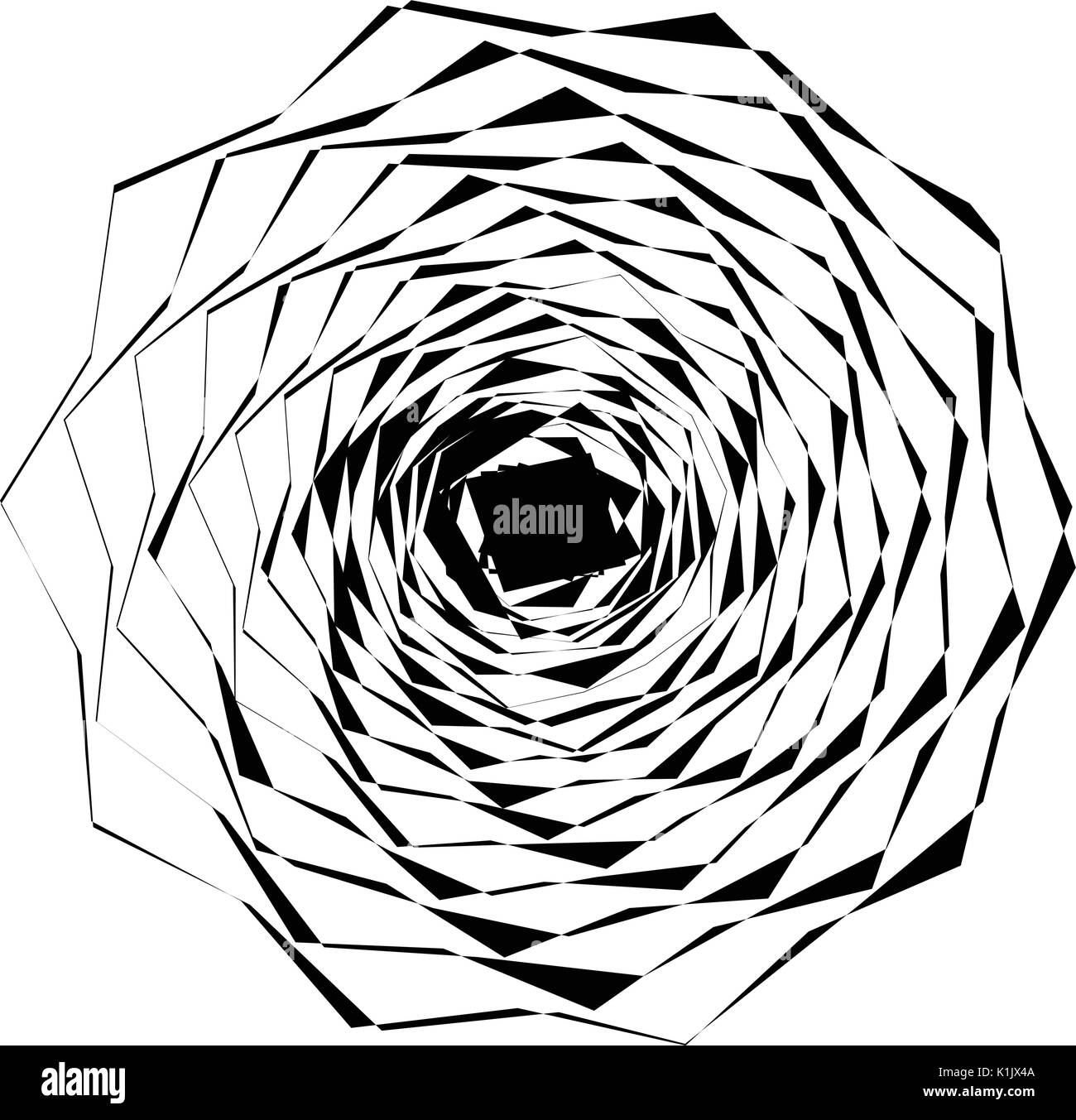 Circular geometric motif. Abstract grayscale op-art element Stock ...